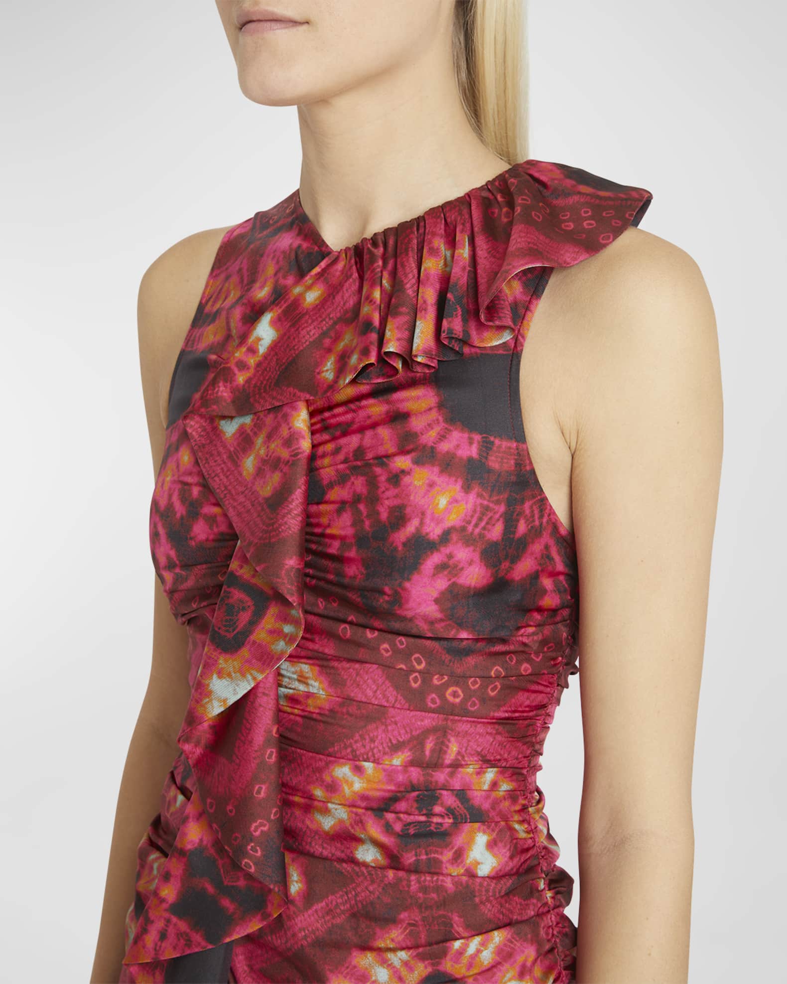 Ulla Johnson Othella Sleeveless Printed Silk Midi Dress | Neiman Marcus