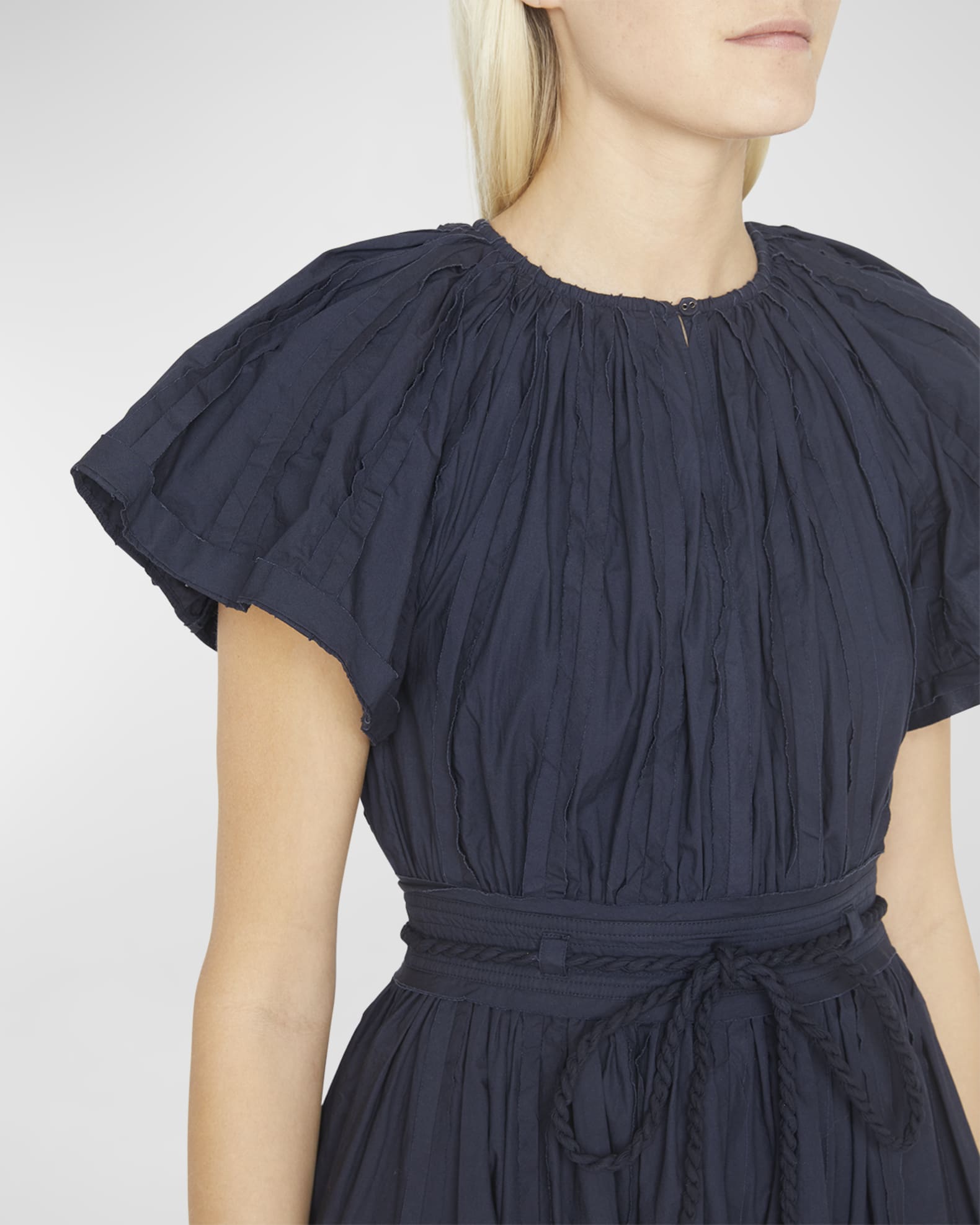 Ulla Johnson Jessa Pleated Tie-Belt Mini Dress | Neiman Marcus