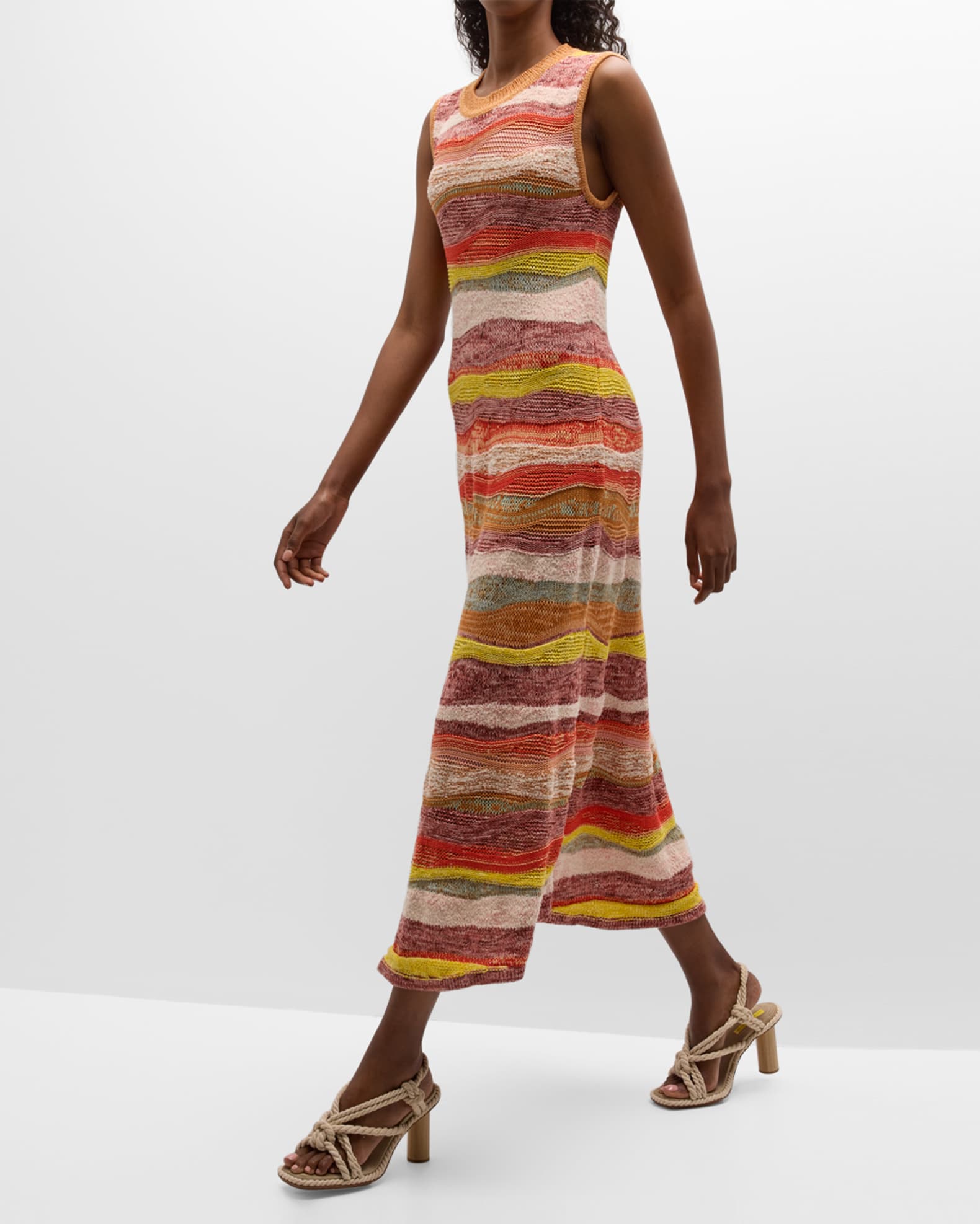 Ulla Johnson Gaia Wavy-Stripes A-Line Maxi Dress | Neiman Marcus