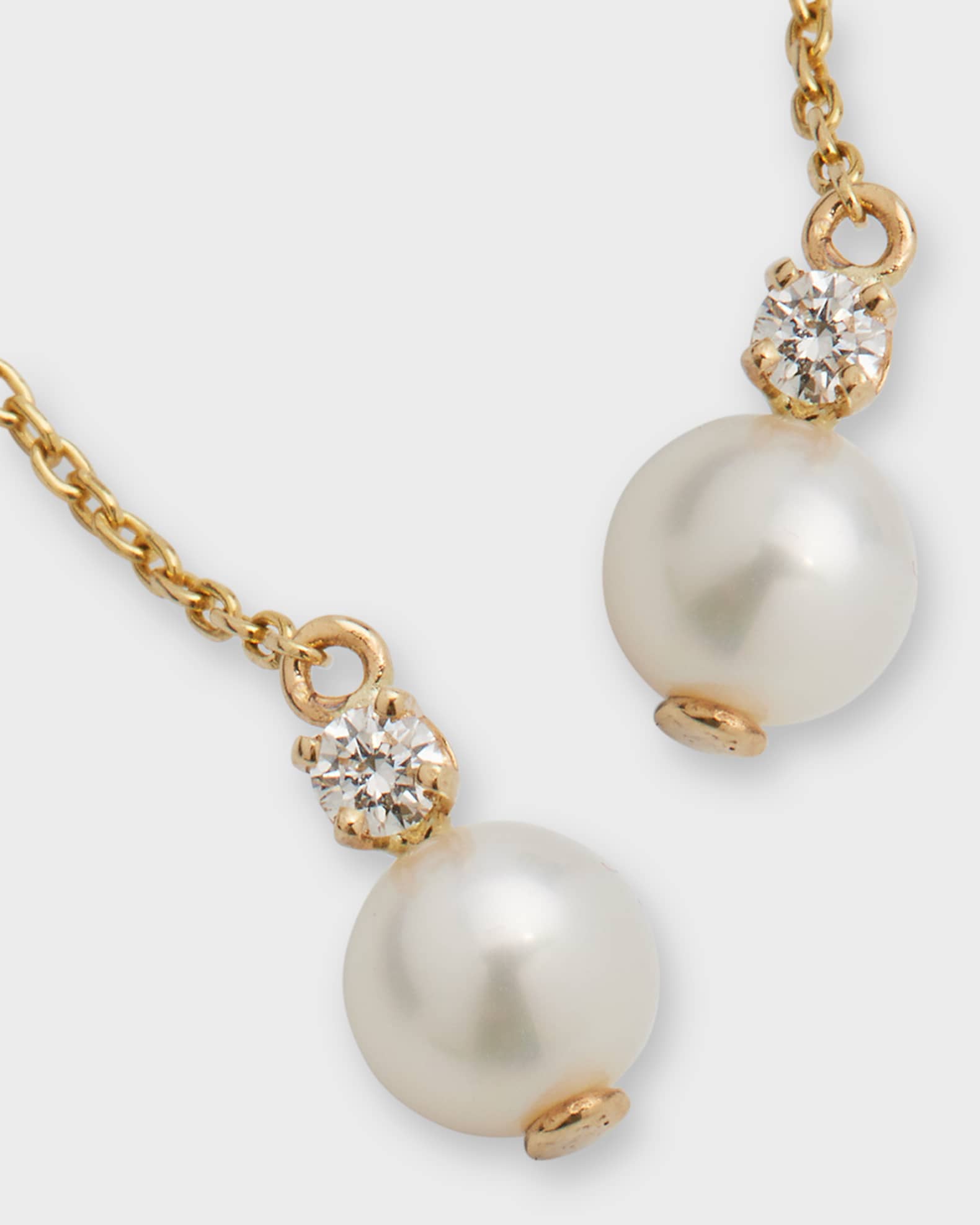 POPPY FINCH Small Pearl Diamond Threader Earrings | Neiman Marcus
