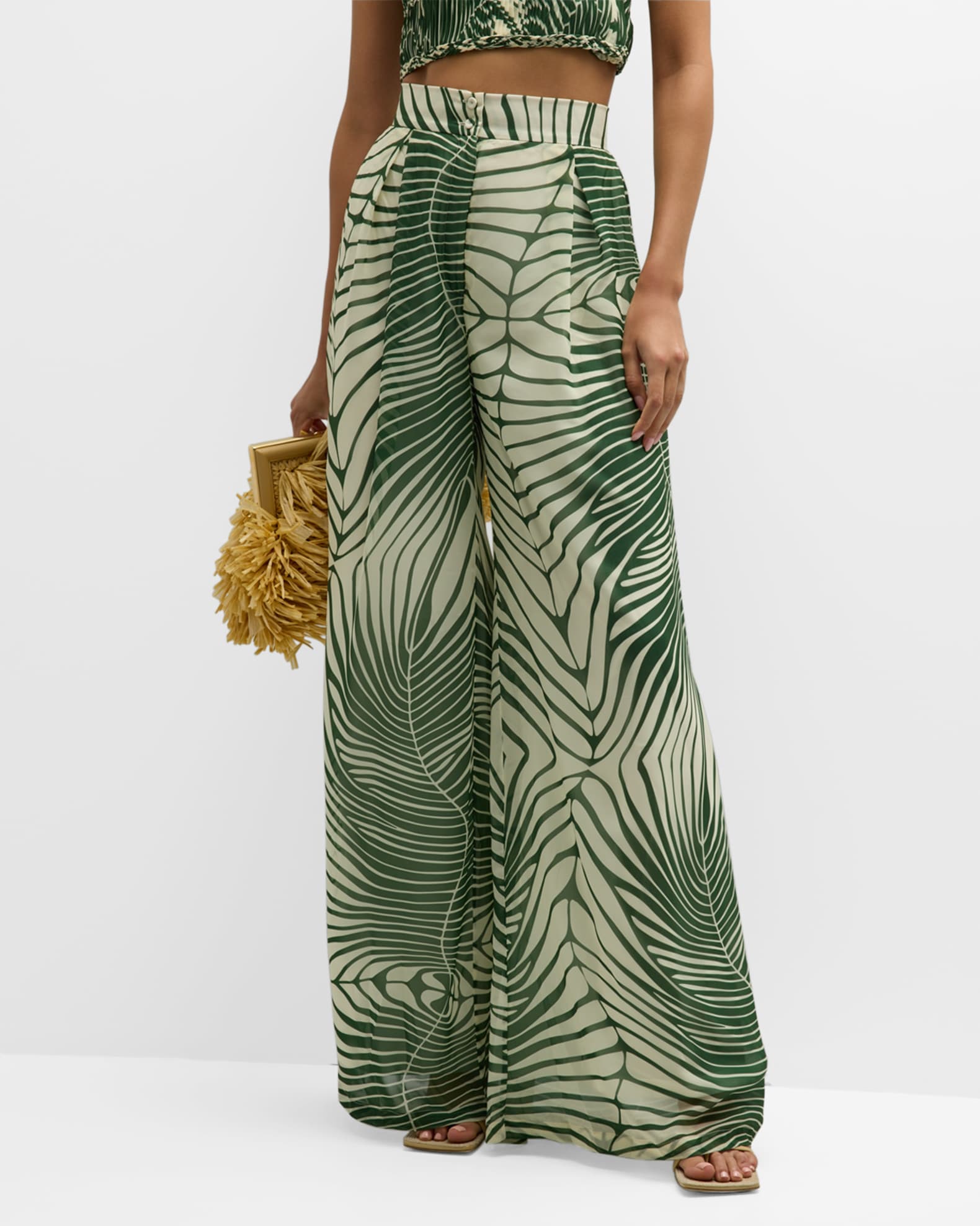 Andres Otalora Puna Two-Tone Wide-Leg Pants | Neiman Marcus