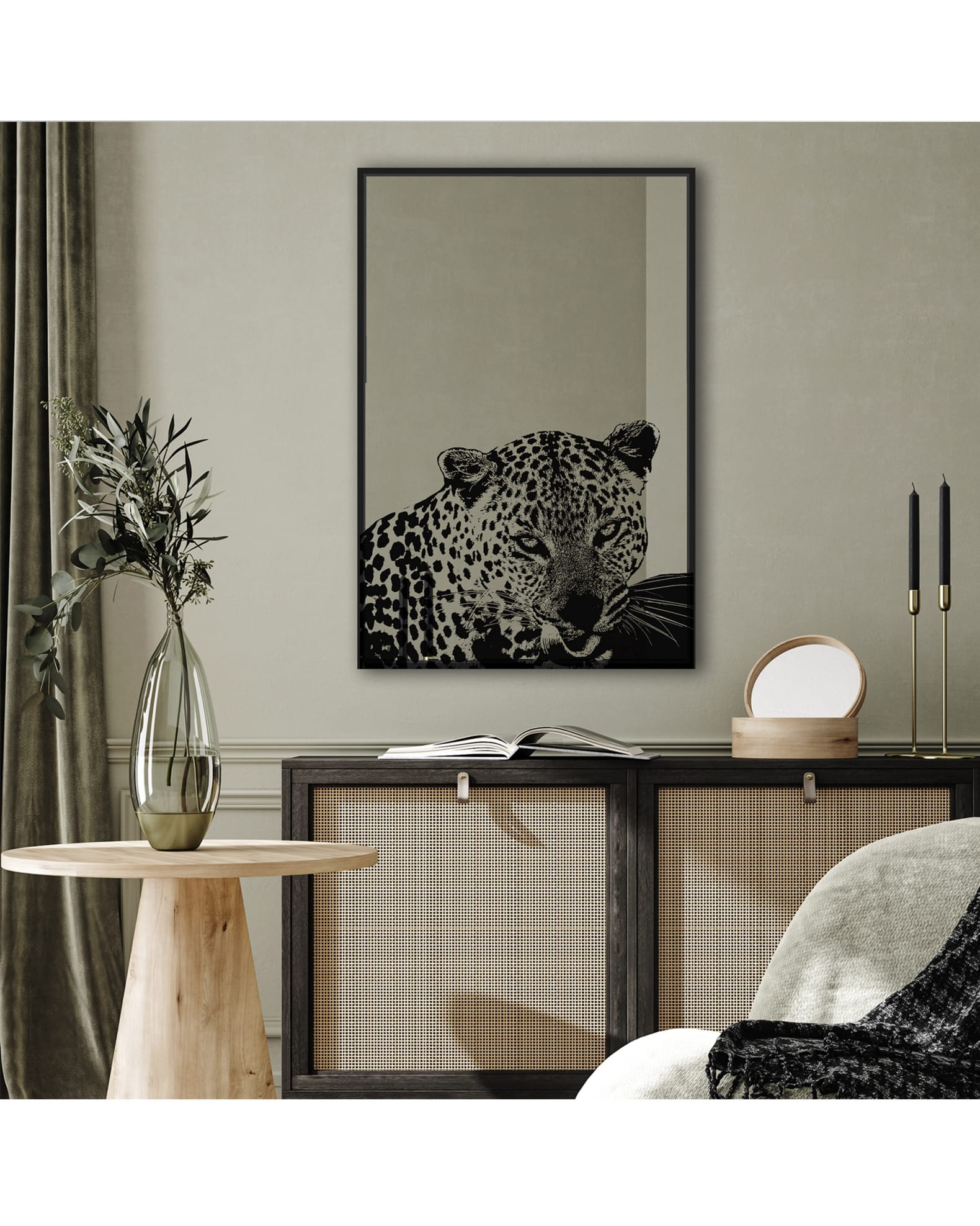 The Oliver Gal Artist Co. Leopard Stare Framed Mirror Print | Neiman Marcus