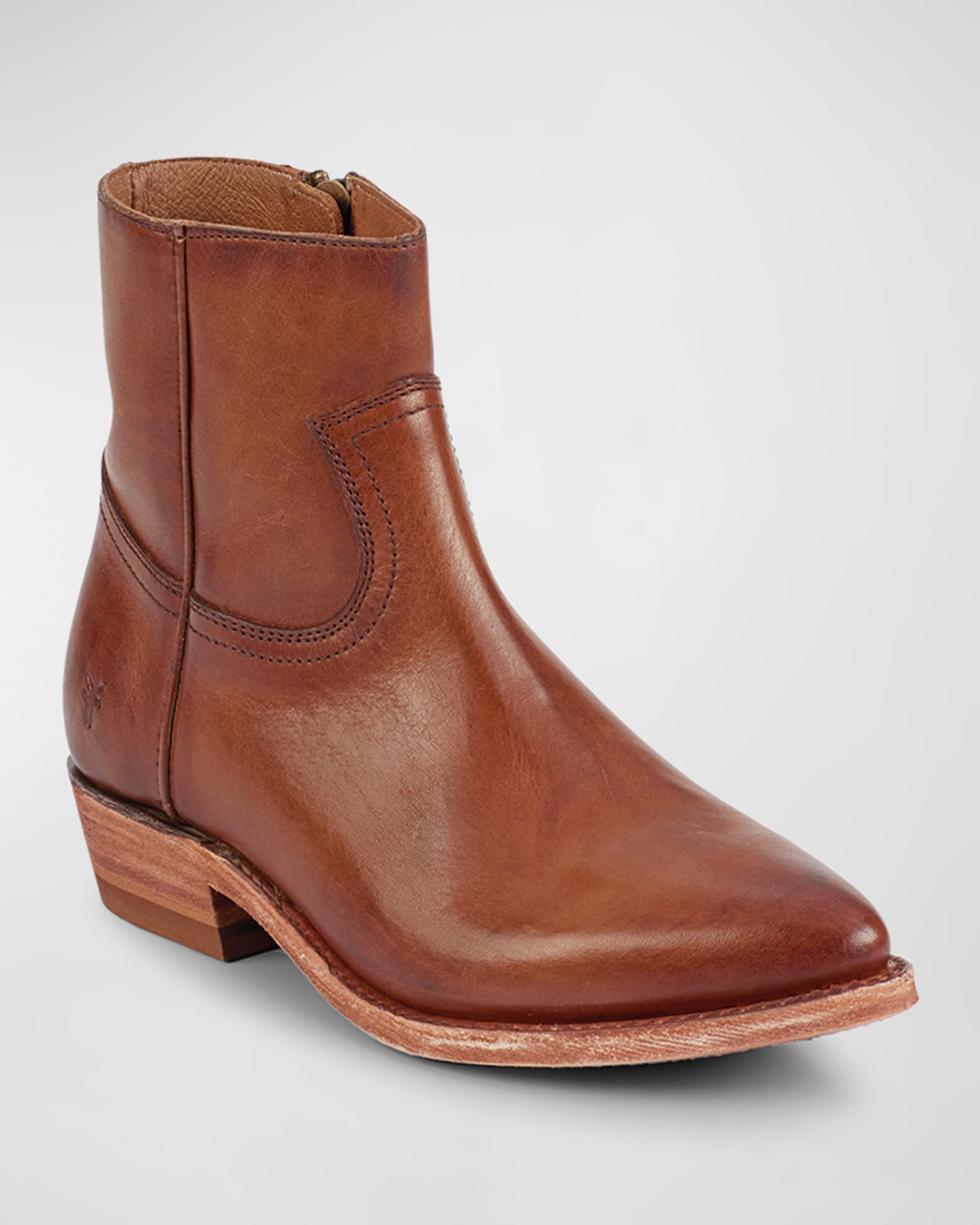 Frye Billy Leather Zip Western Booties | Neiman Marcus