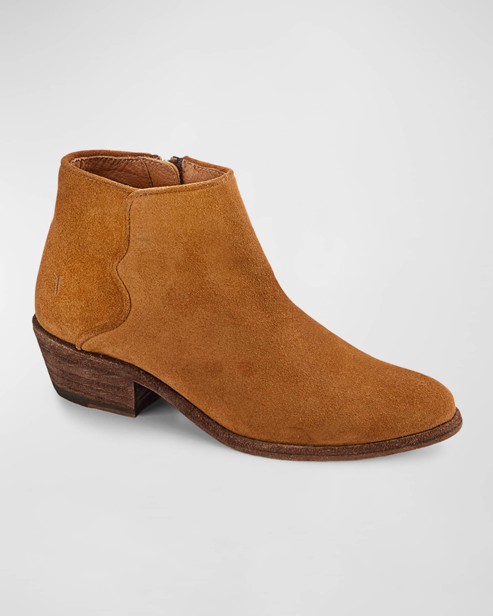 Frye Carson Suede Piping Zip Booties | Neiman Marcus