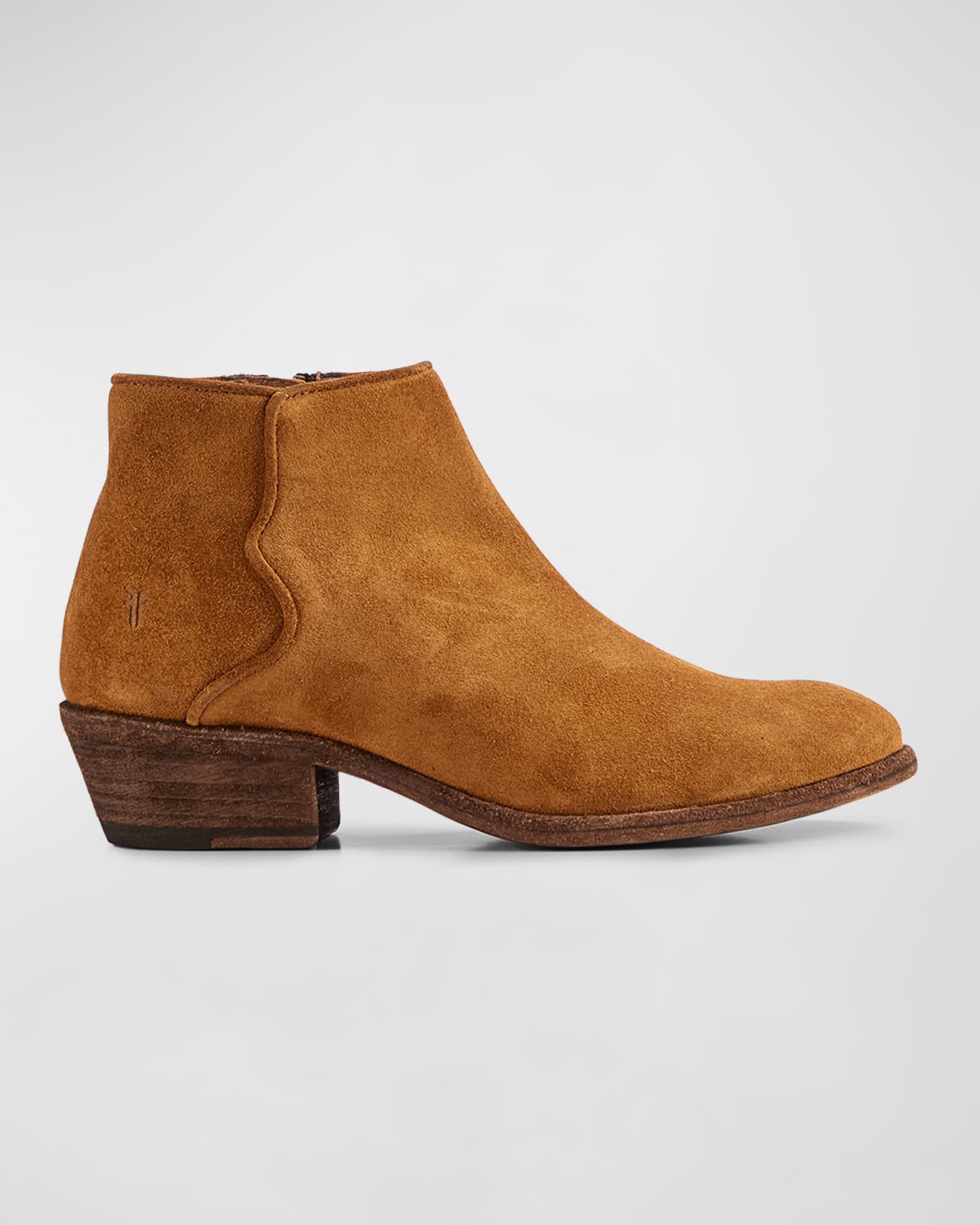 Frye Carson Suede Piping Zip Booties | Neiman Marcus