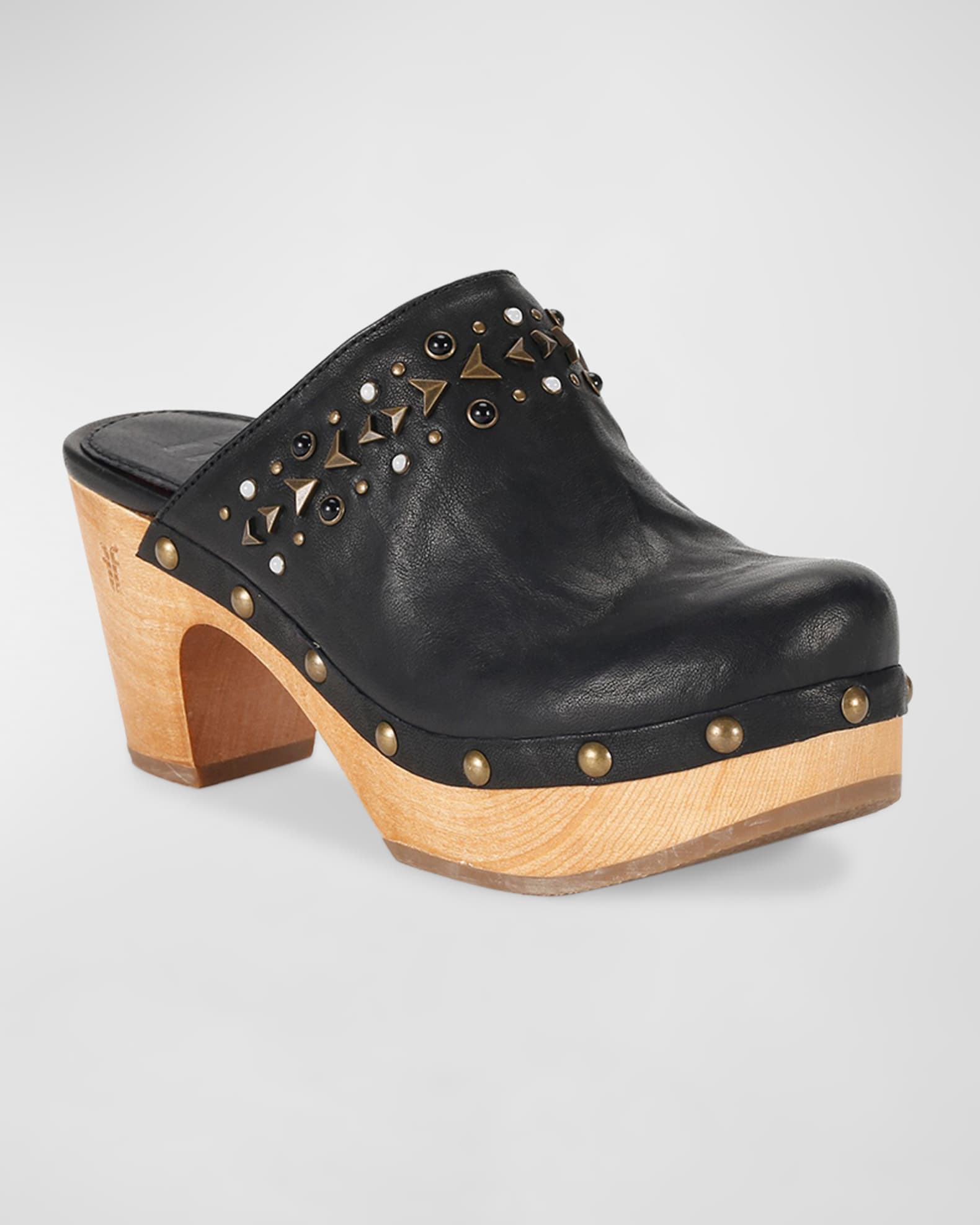Frye Jessica Studded Leather Clogs | Neiman Marcus