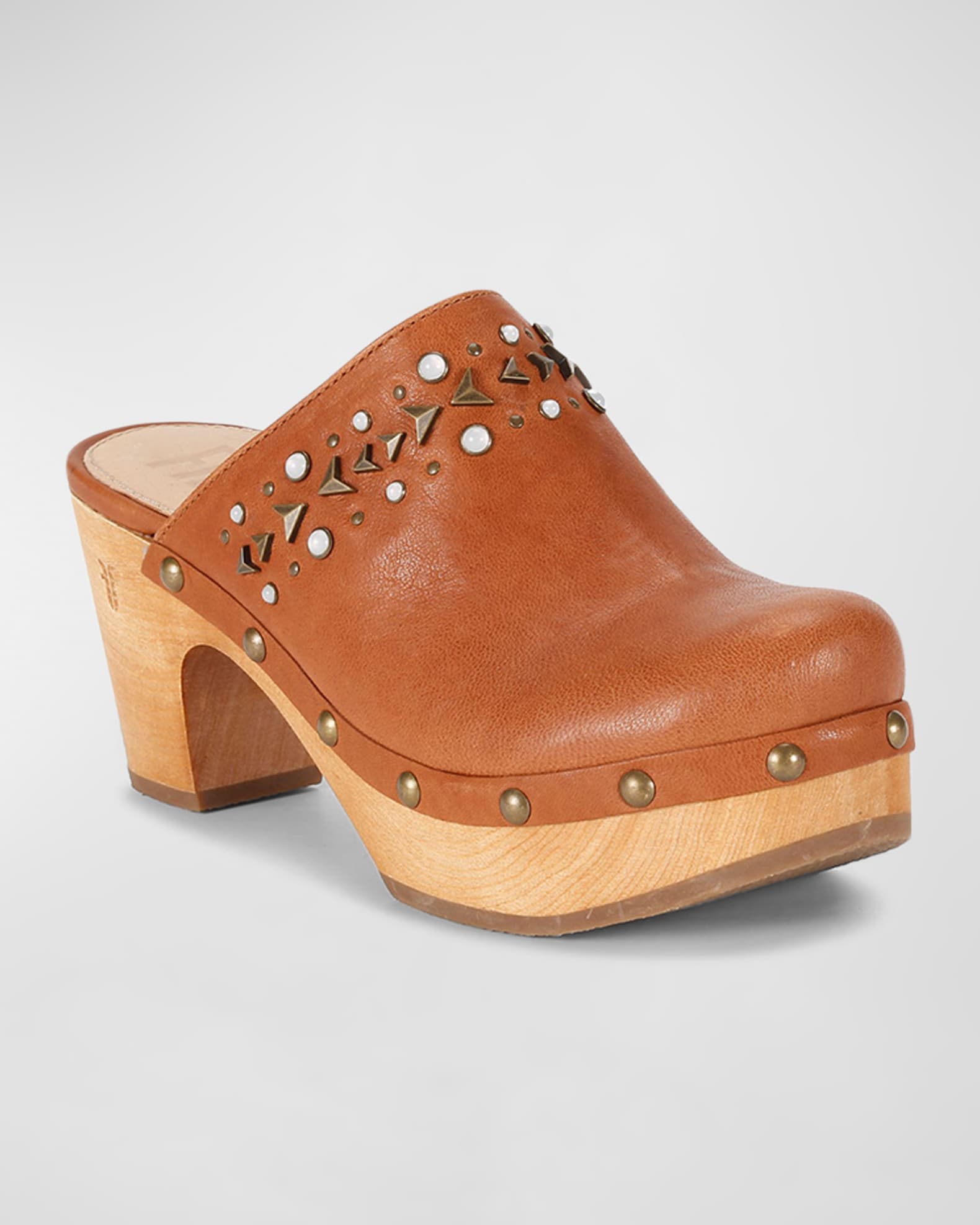 Frye Jessica Studded Leather Clogs | Neiman Marcus