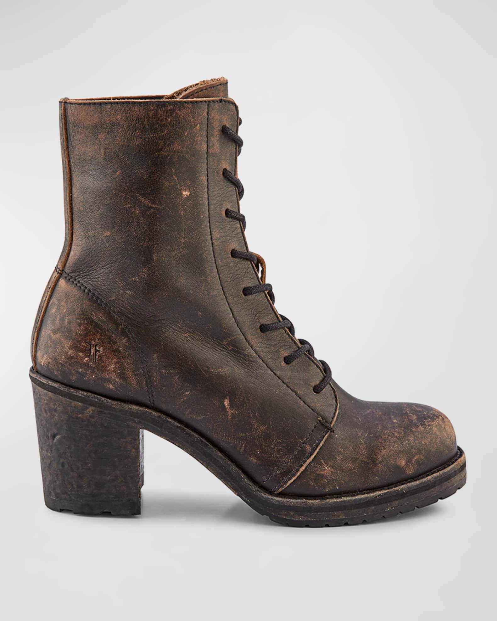 Frye Karen Leather Heeled Combat Boots | Neiman Marcus