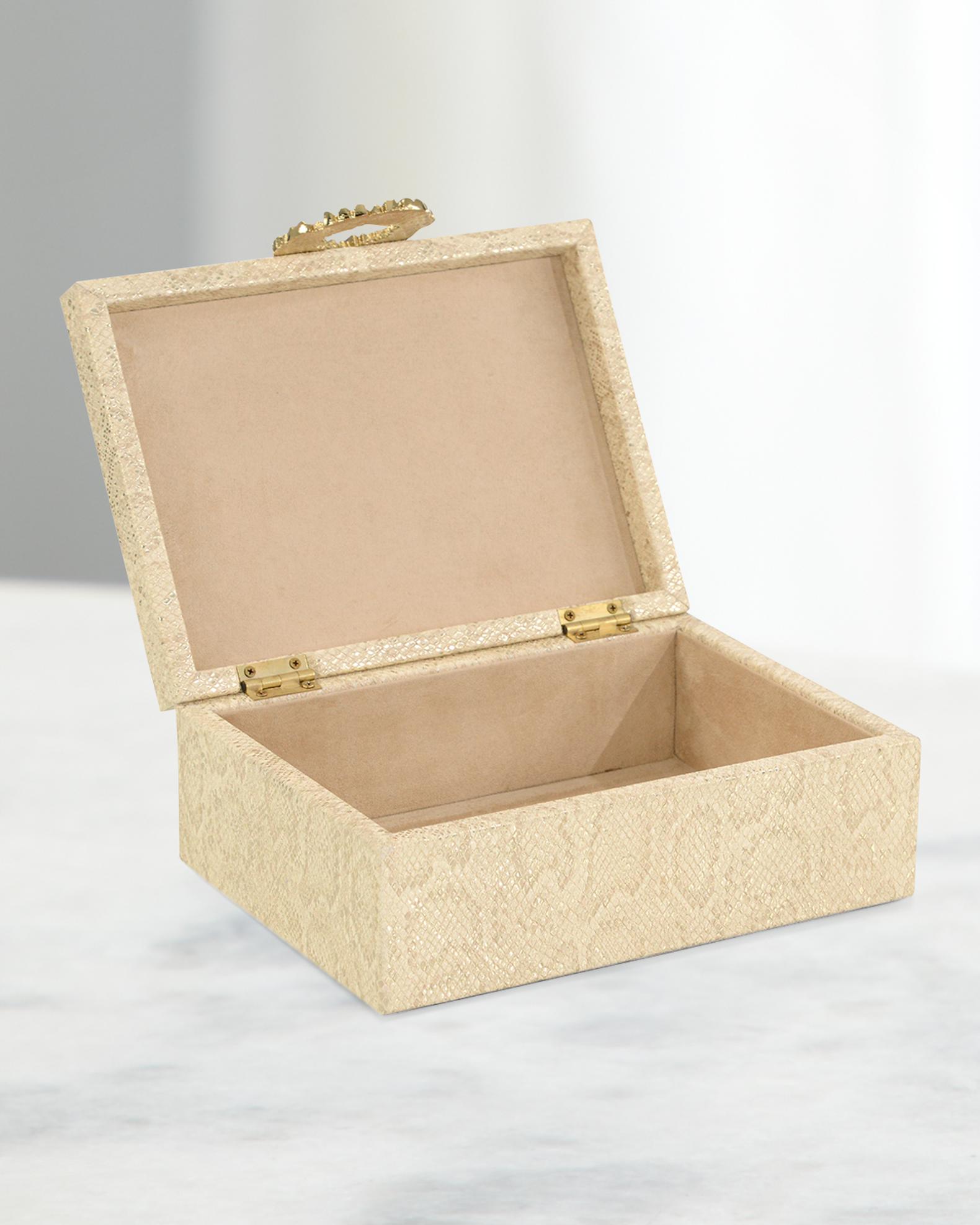 John-Richard Collection Dazzle Vegan Snakeskin Box, Large | Neiman Marcus