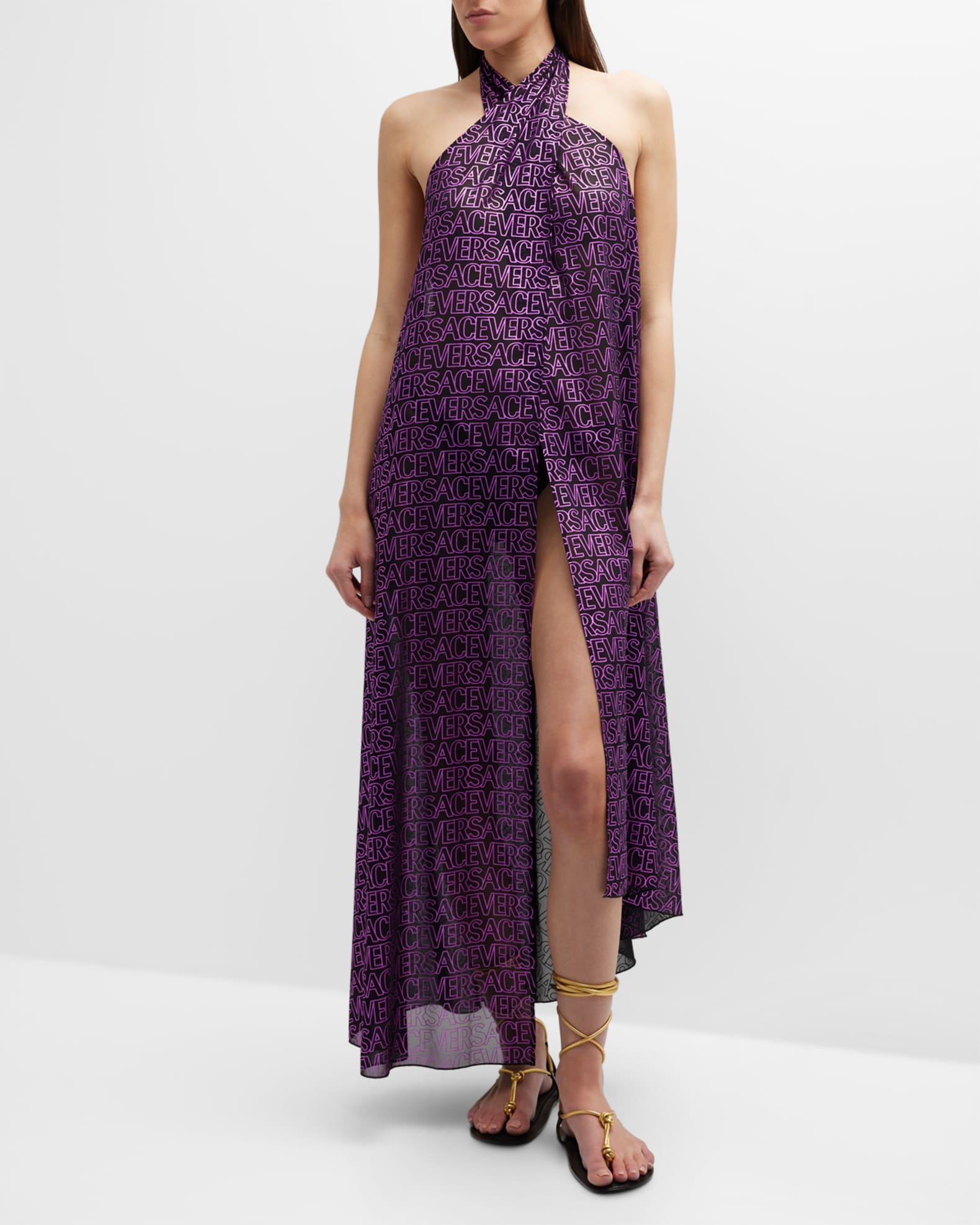 Versace Versace Allover Halter Maxi Dress Coverup | Neiman Marcus