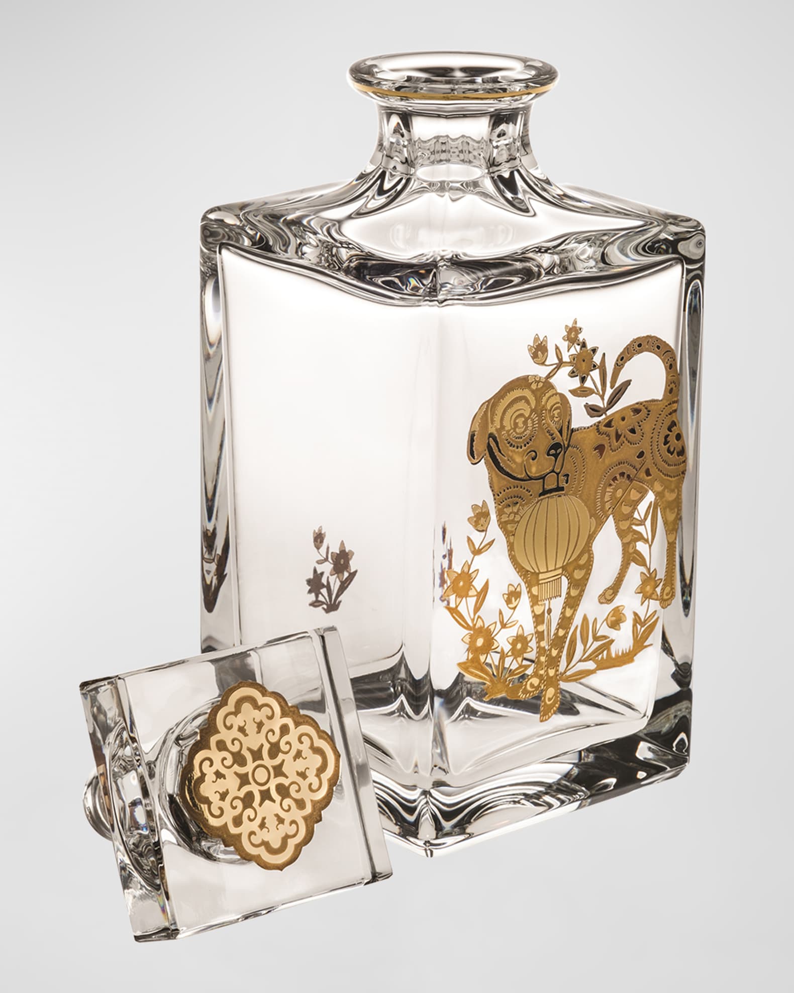 Vista Alegre Whiskey Decanter With Golden Dog | Neiman Marcus