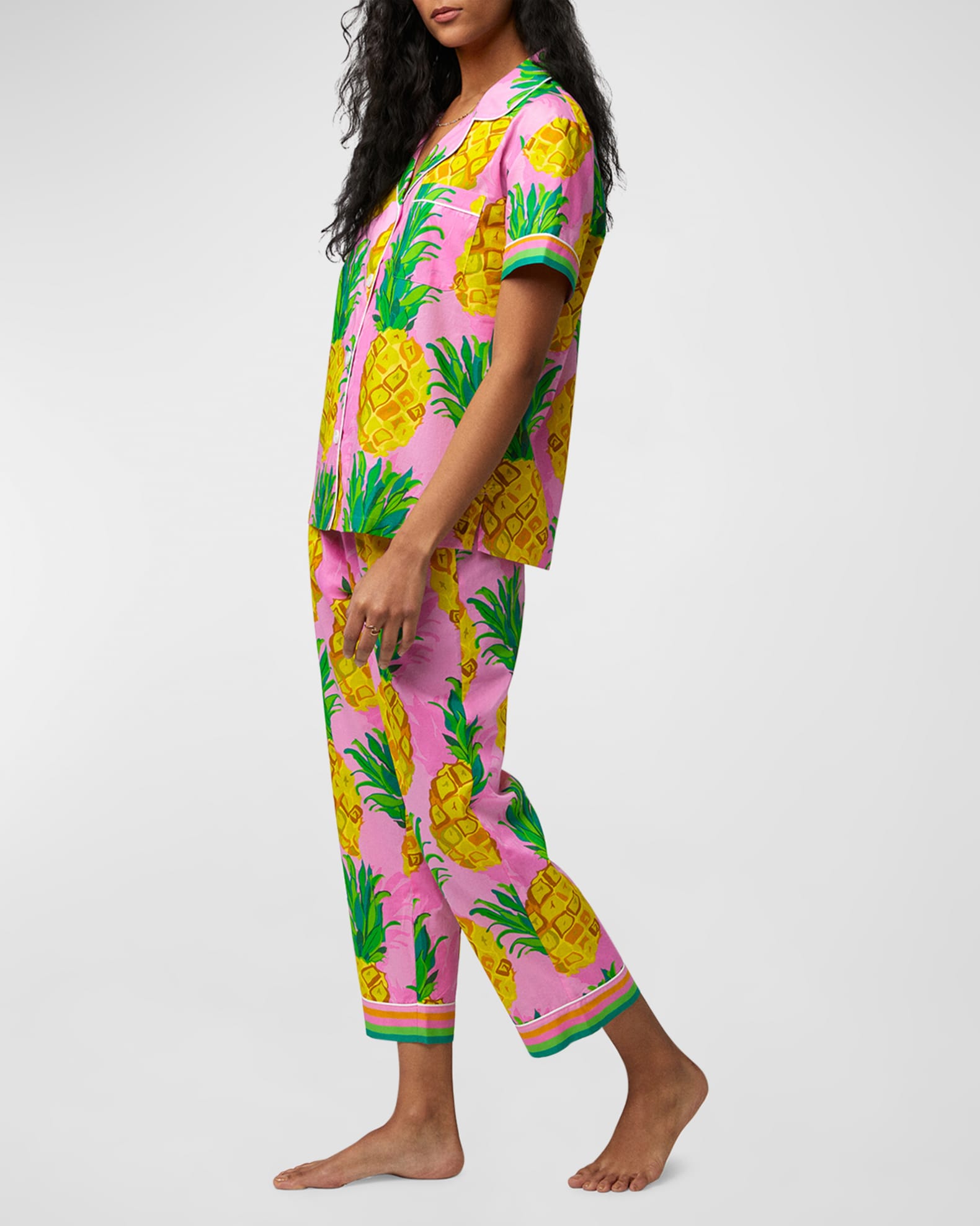 Trina Turk x Bedhead Pajamas Cropped Pineapple-Print Cotton Pajama Set ...