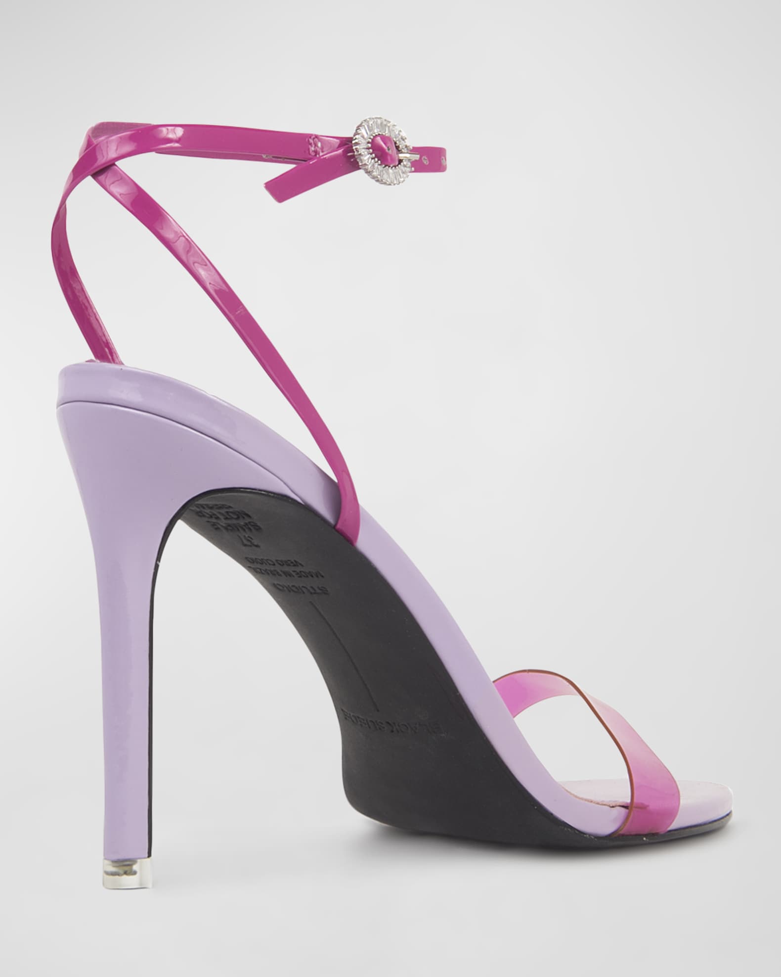 Black Suede Studio Carrie Transparent Ankle-Strap Sandals | Neiman Marcus