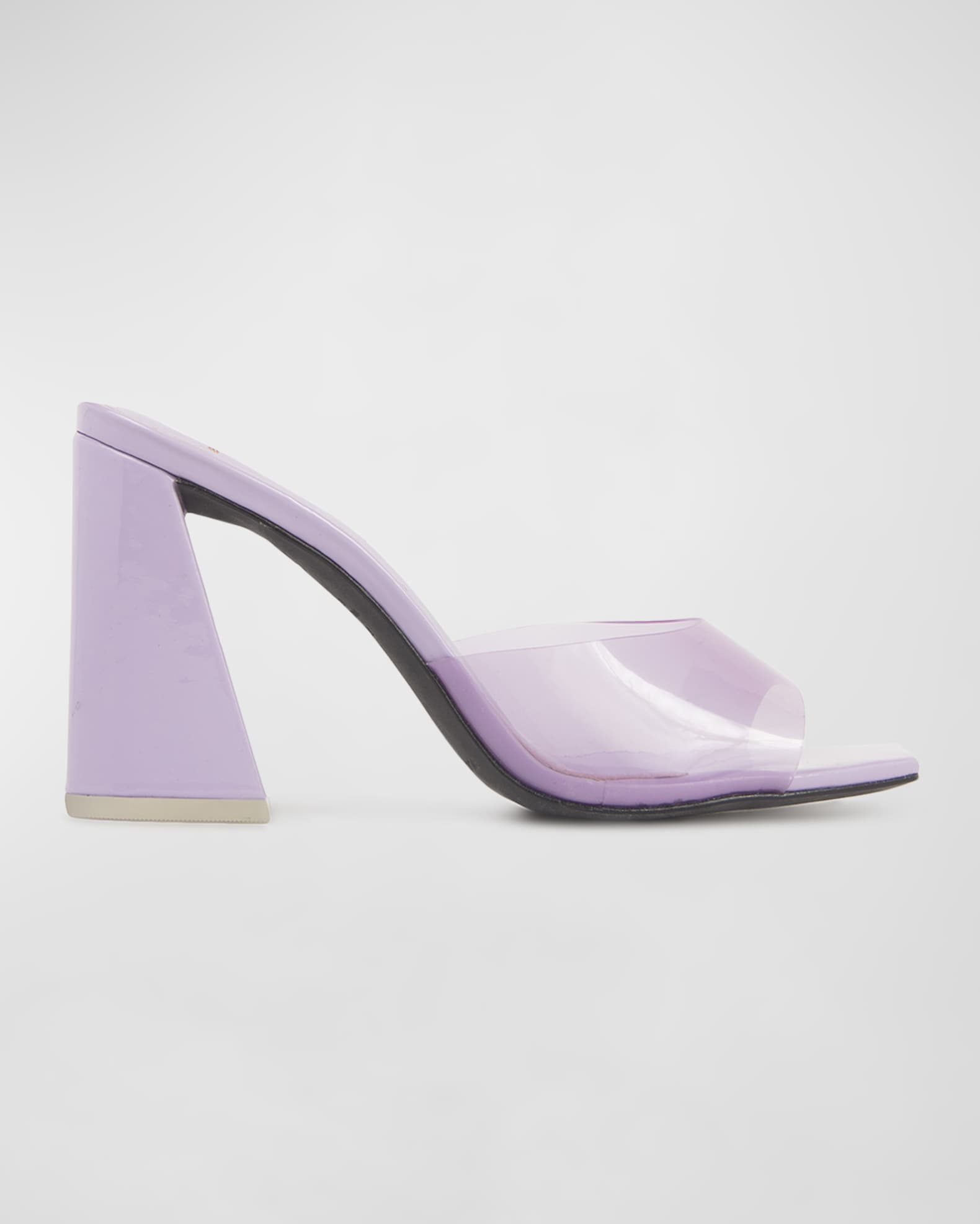 Black Suede Studio Joanna Clear Block-Heel Mules | Neiman Marcus