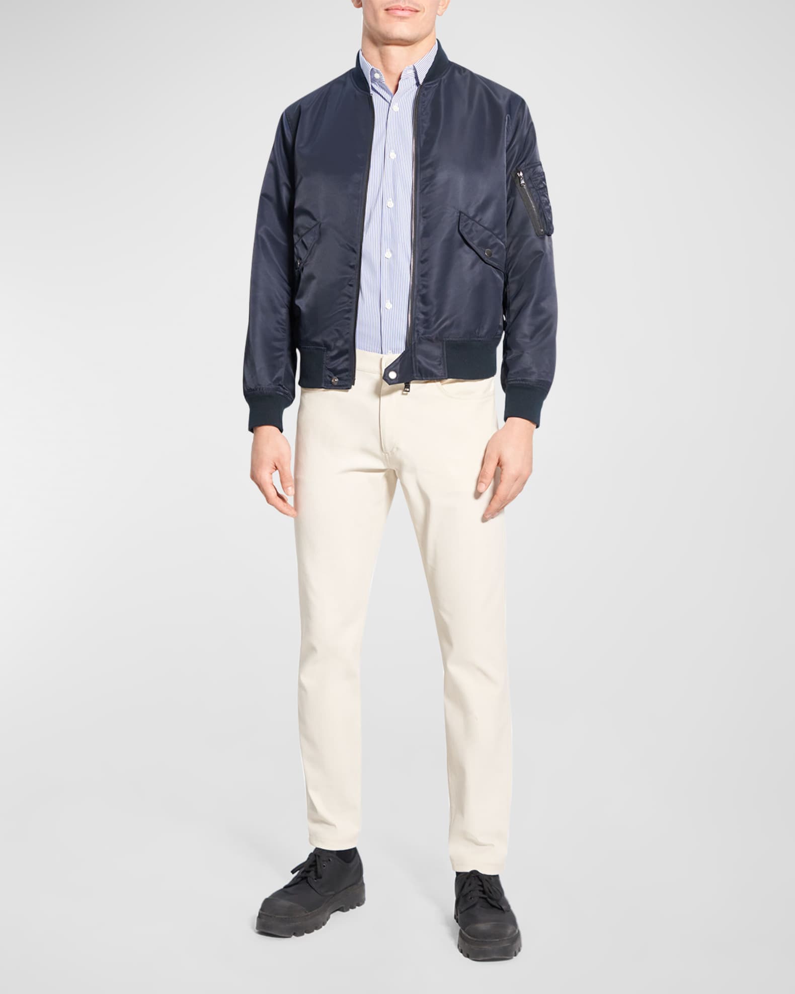 Theory Men's Nylon Flight Bomber Jacket | Neiman Marcus