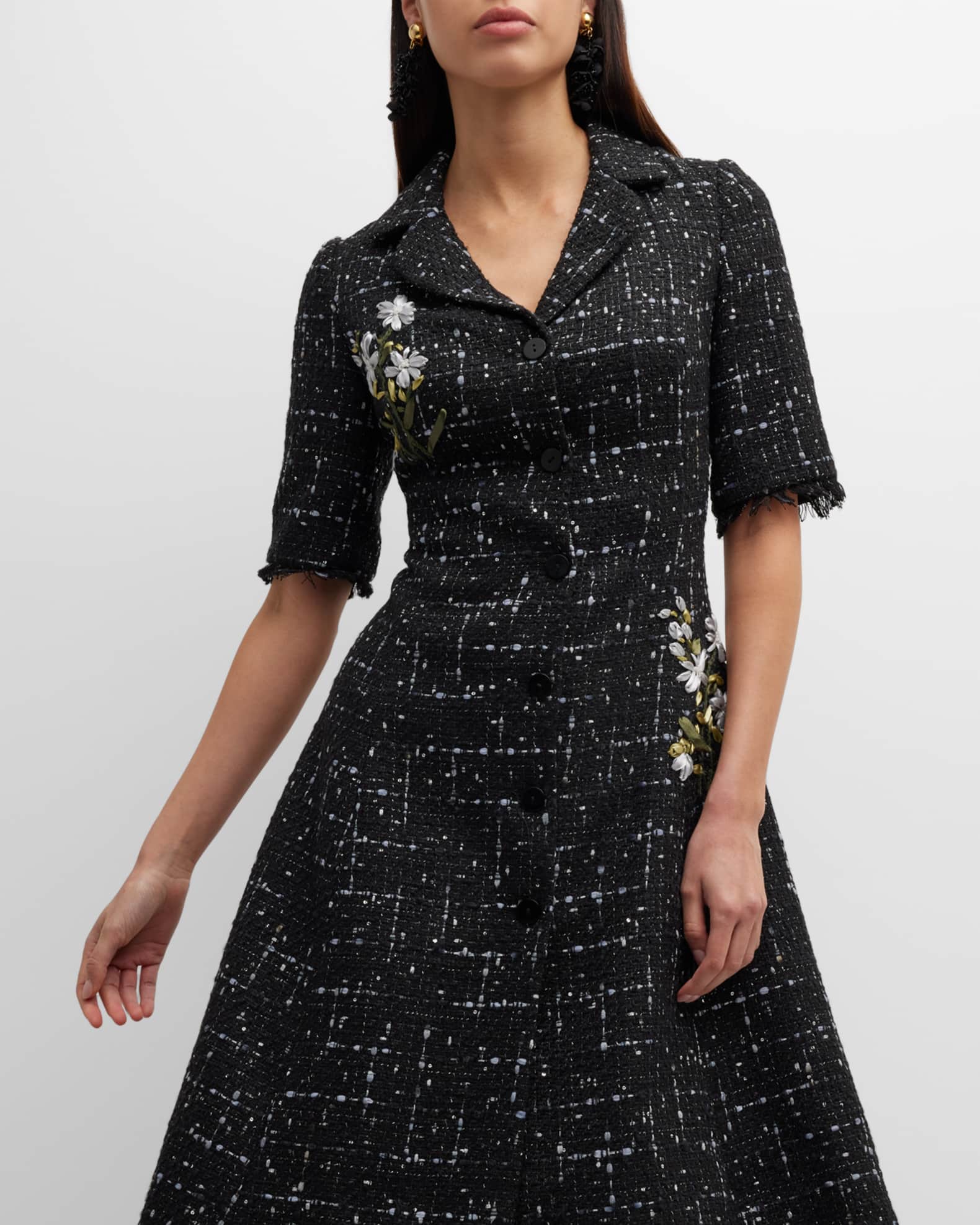 Rickie Freeman for Teri Jon Boucle Tweed Coat Dress | Neiman Marcus