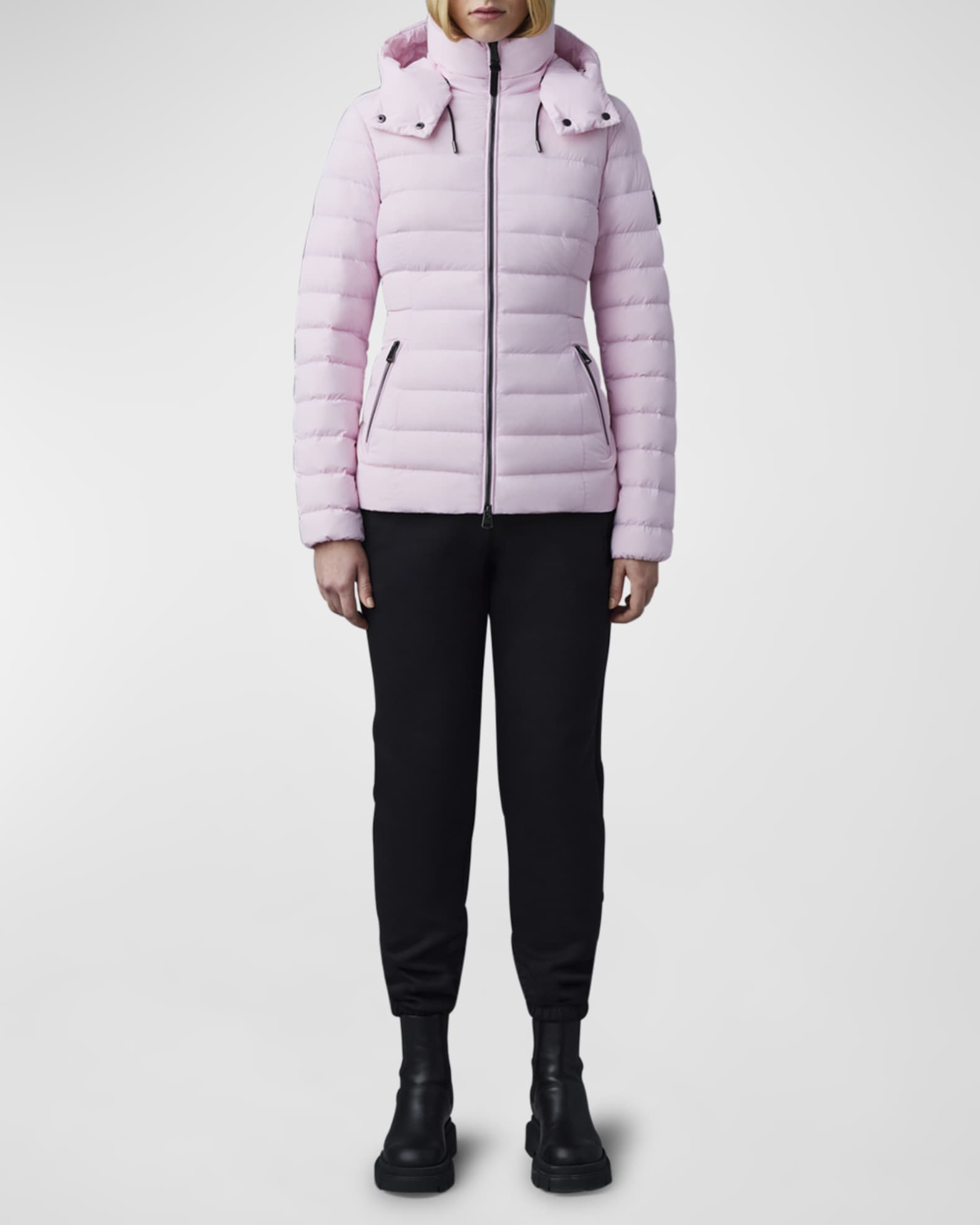 Mackage Michi Fitted Down Puffer Jacket with Removable Hood | Neiman Marcus