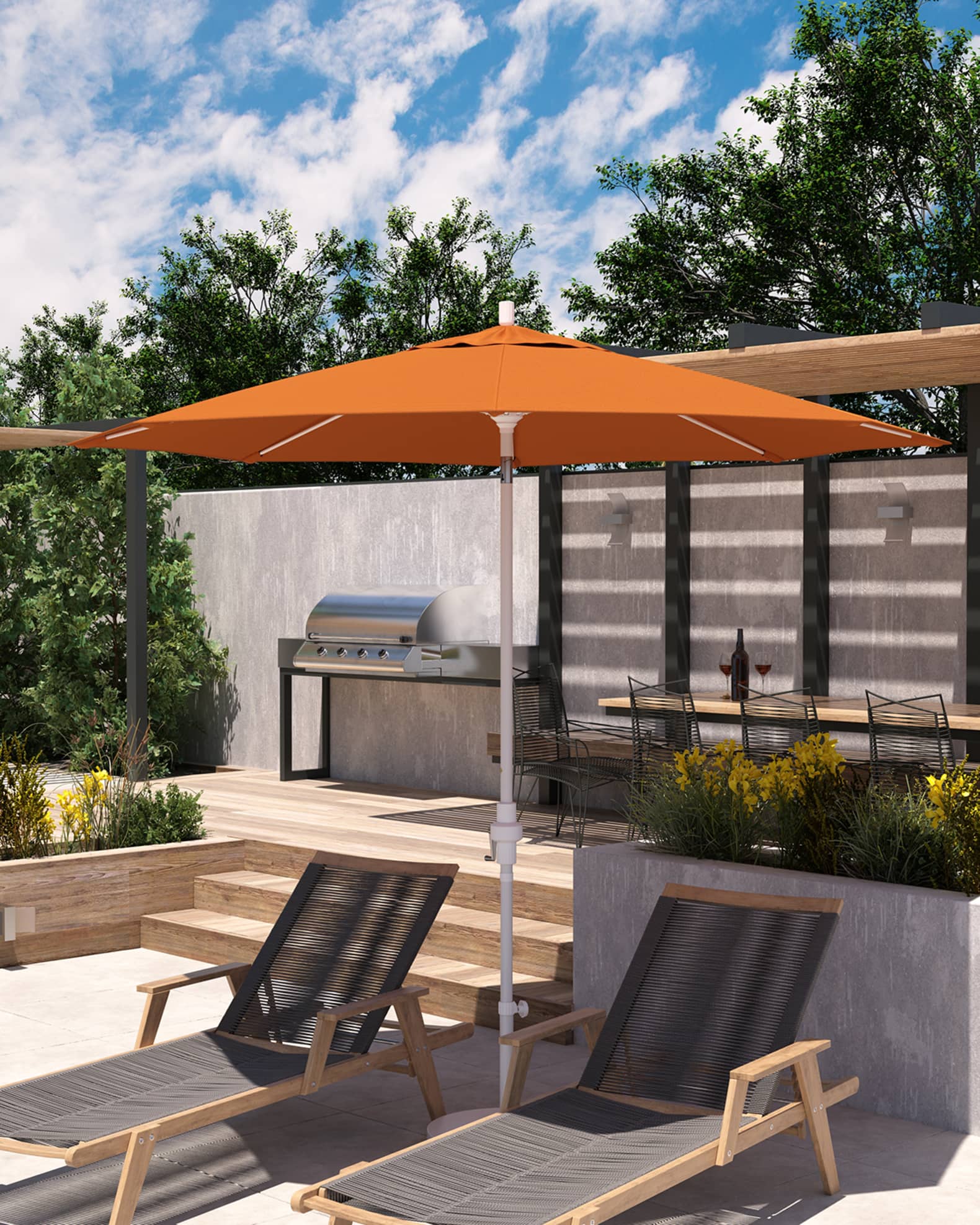 9' Fiberglass Market Umbrella | Neiman Marcus