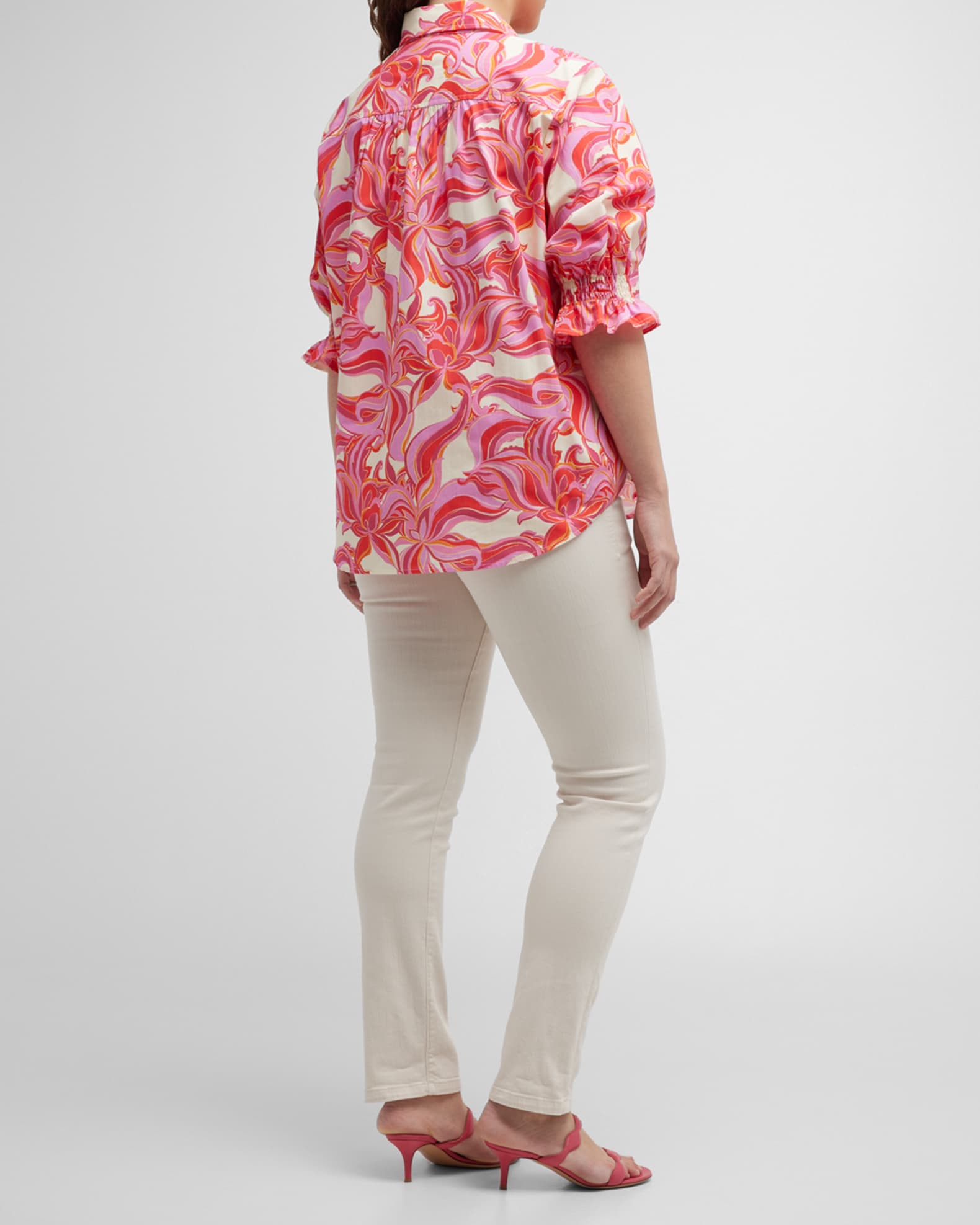 Finley Plus Size Sirena Pinwheel-Print Poplin Shirt | Neiman Marcus