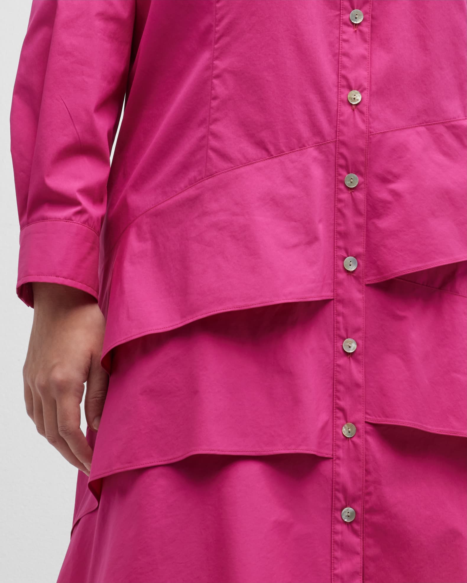 Finley Plus Size Jenna Ruffle-Trim Poplin Shirtdress | Neiman Marcus