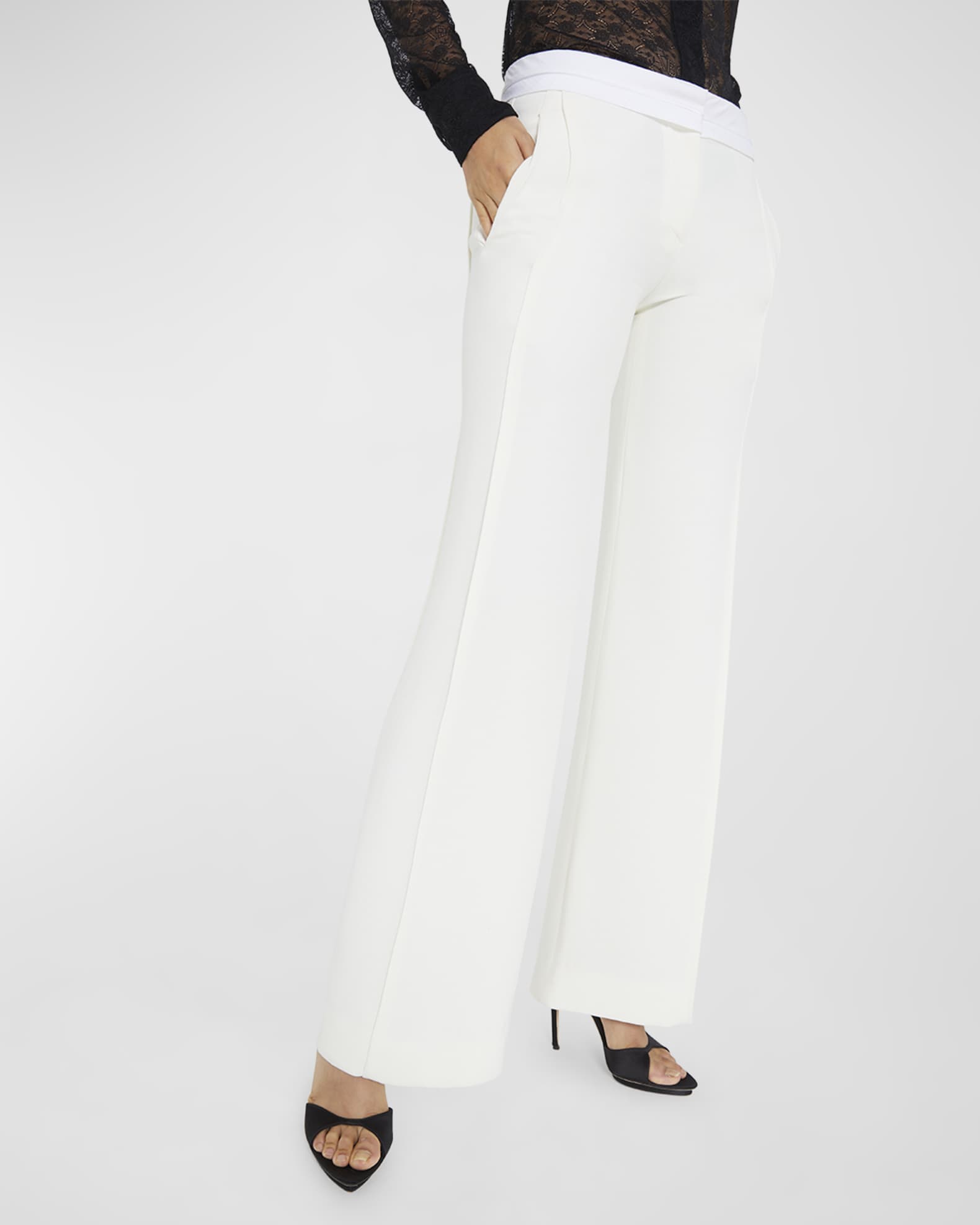 Victoria Beckham Side Panels Wide-Leg Trousers | Neiman Marcus