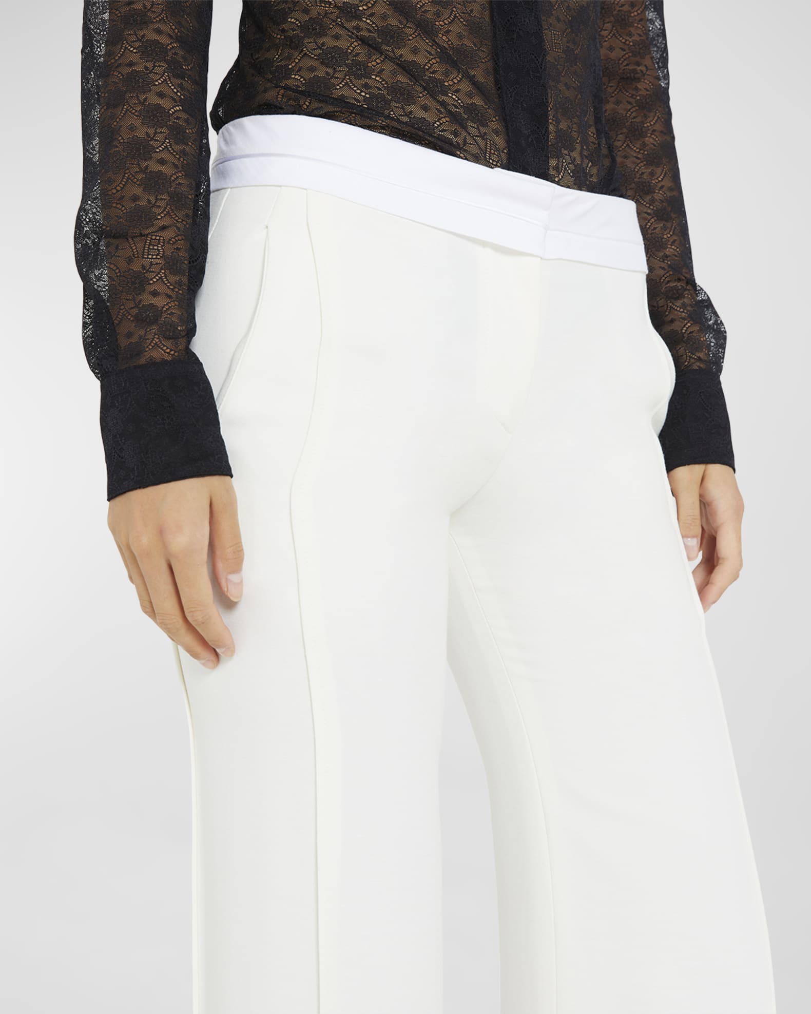 Victoria Beckham Side Panels Wide-Leg Trousers | Neiman Marcus