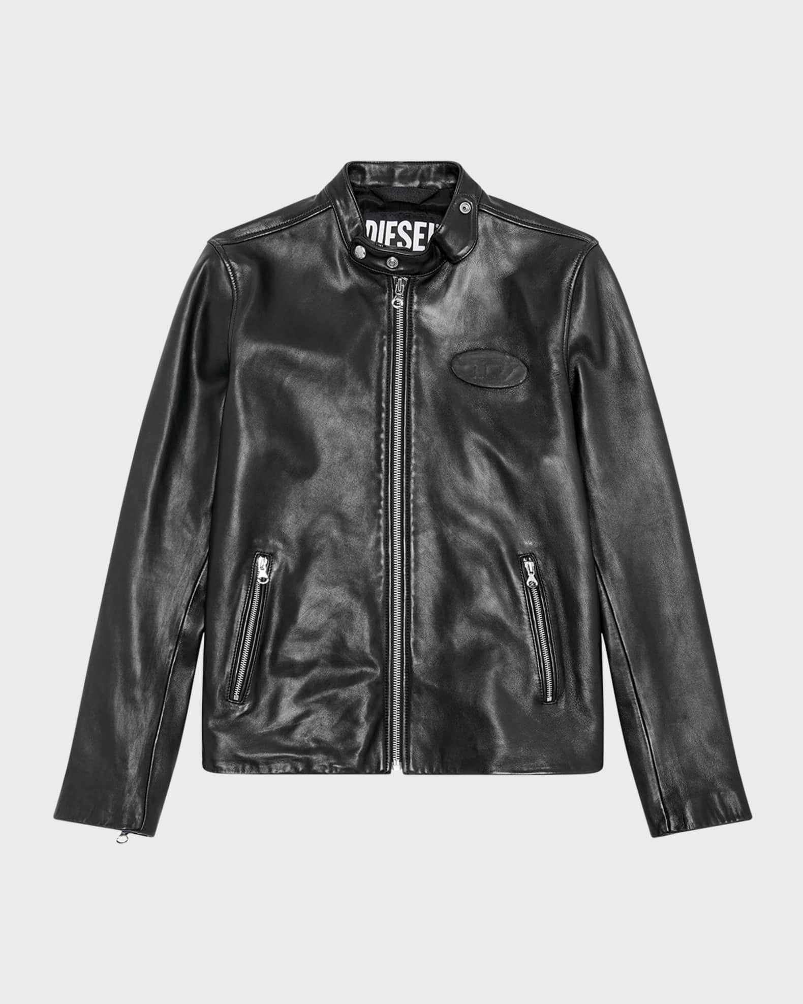 Diesel Men's L-Metal Leather Biker Jacket | Neiman Marcus