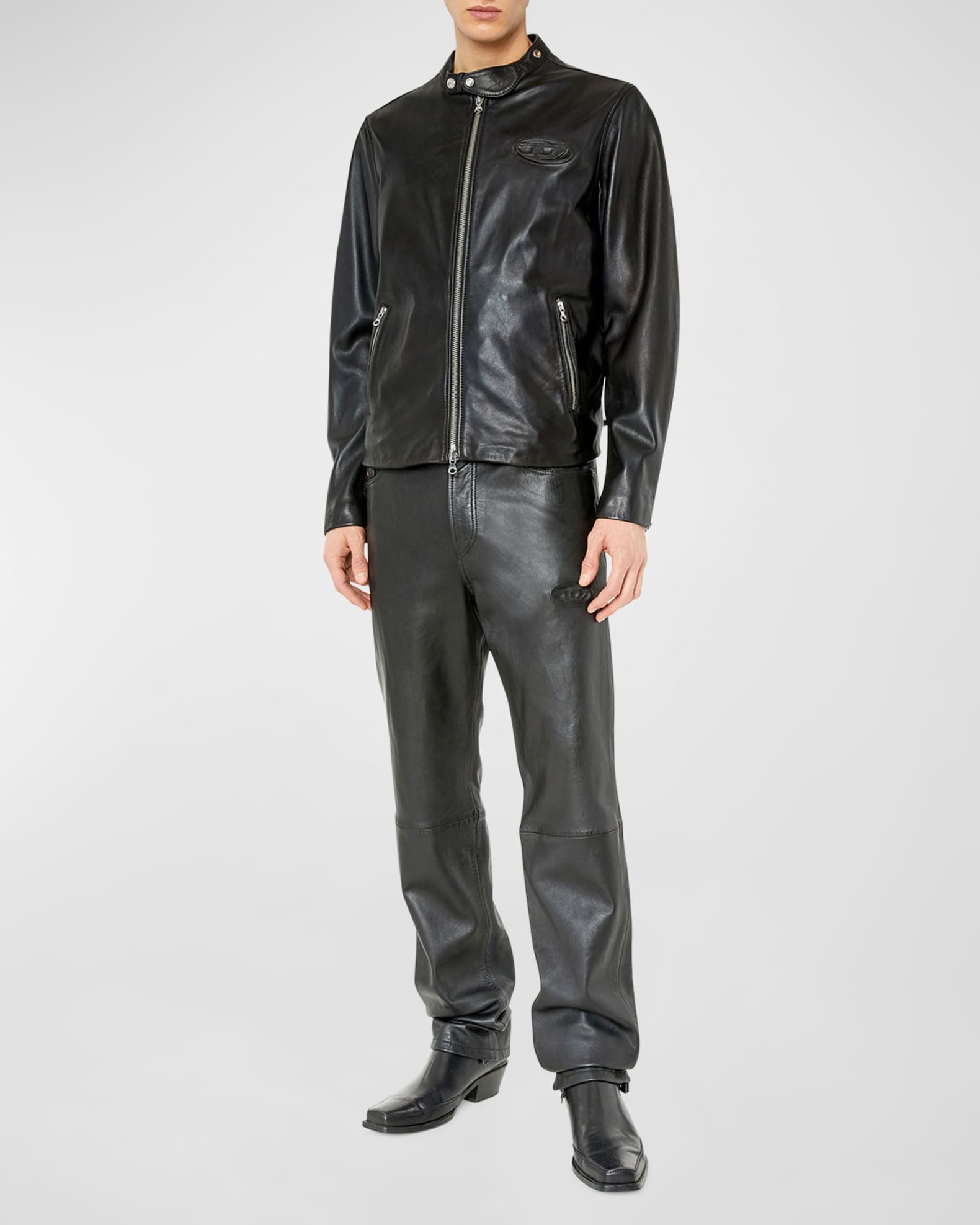 Diesel Men's L-Metal Leather Biker Jacket | Neiman Marcus
