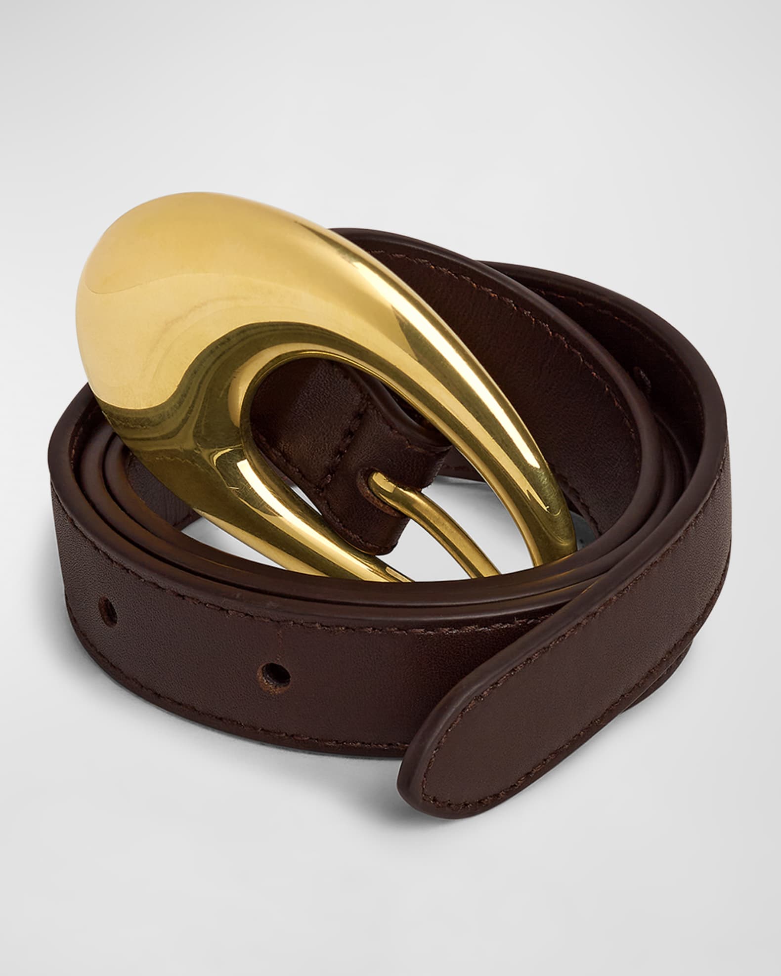 Bottega Veneta Drop Leather Belt With Brass Buckle | Neiman Marcus