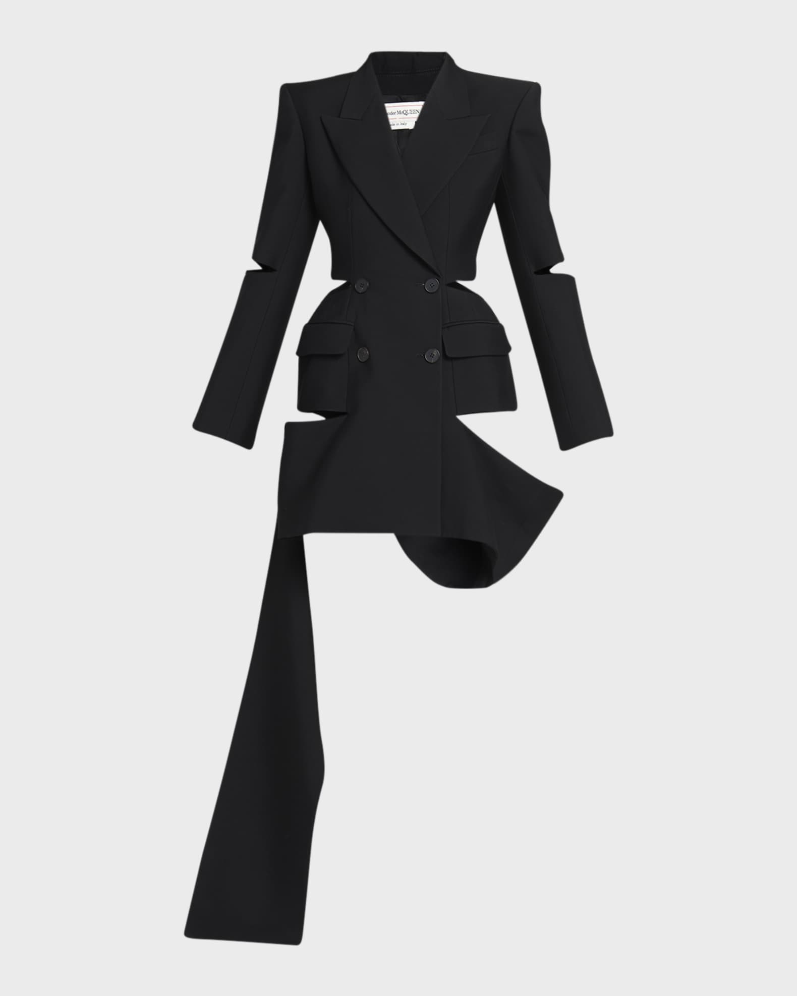 Alexander McQueen Asymmetric Blazer Jacket with Slash Cutouts | Neiman ...