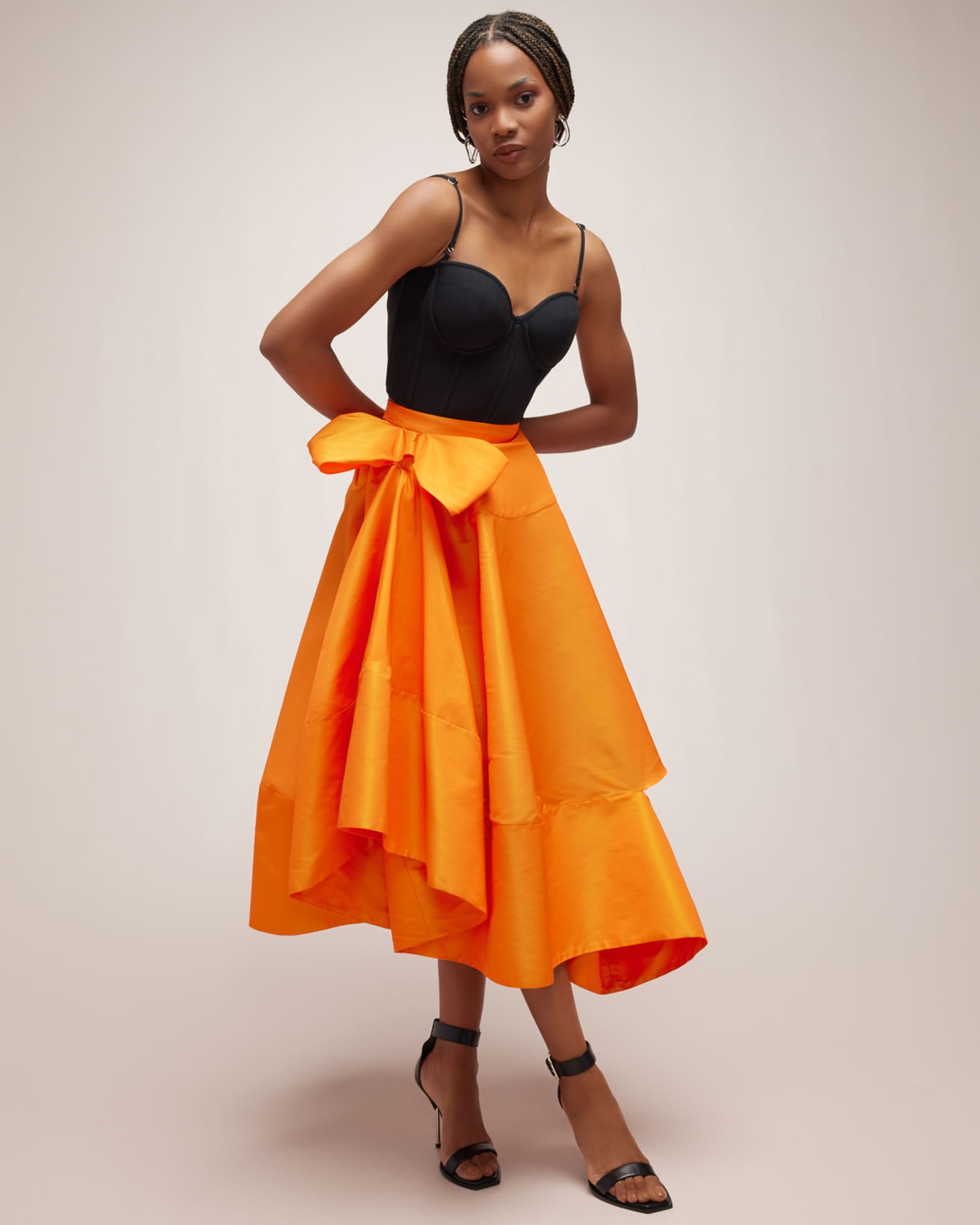 Alexander McQueen Polyfaille Circle Midi Skirt with Side Bow Detail ...