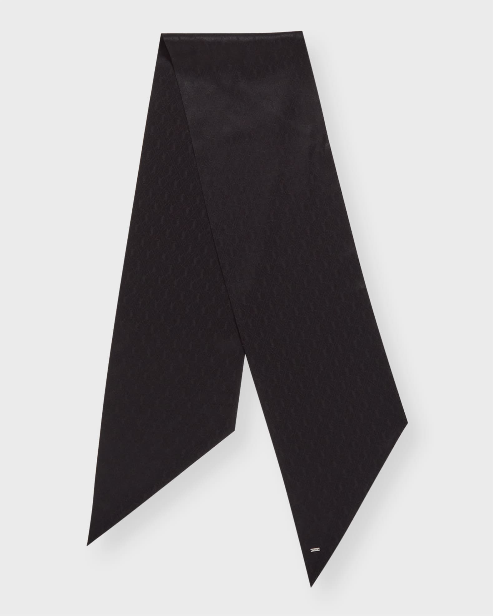 Saint Laurent Jacquard Monogram Silk Twill Skinny Scarf | Neiman Marcus