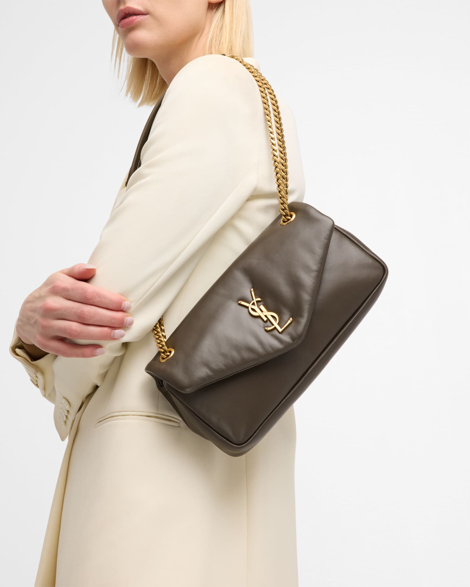 Saint Laurent Calypso Small YSL Shoulder Bag in Smooth Padded Leather ...