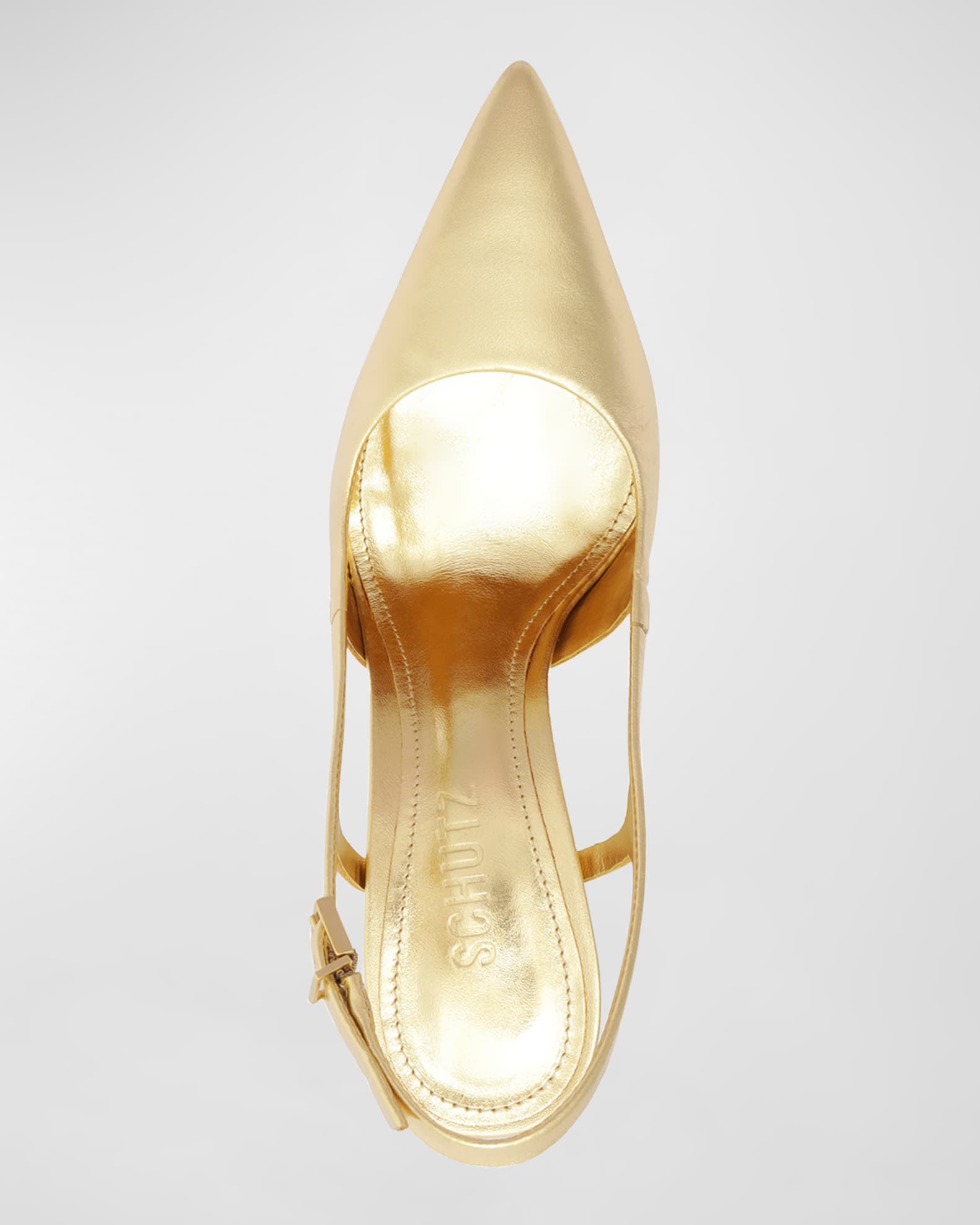 Schutz Filipa Metallic Wedge-Heel Slingback Pumps | Neiman Marcus