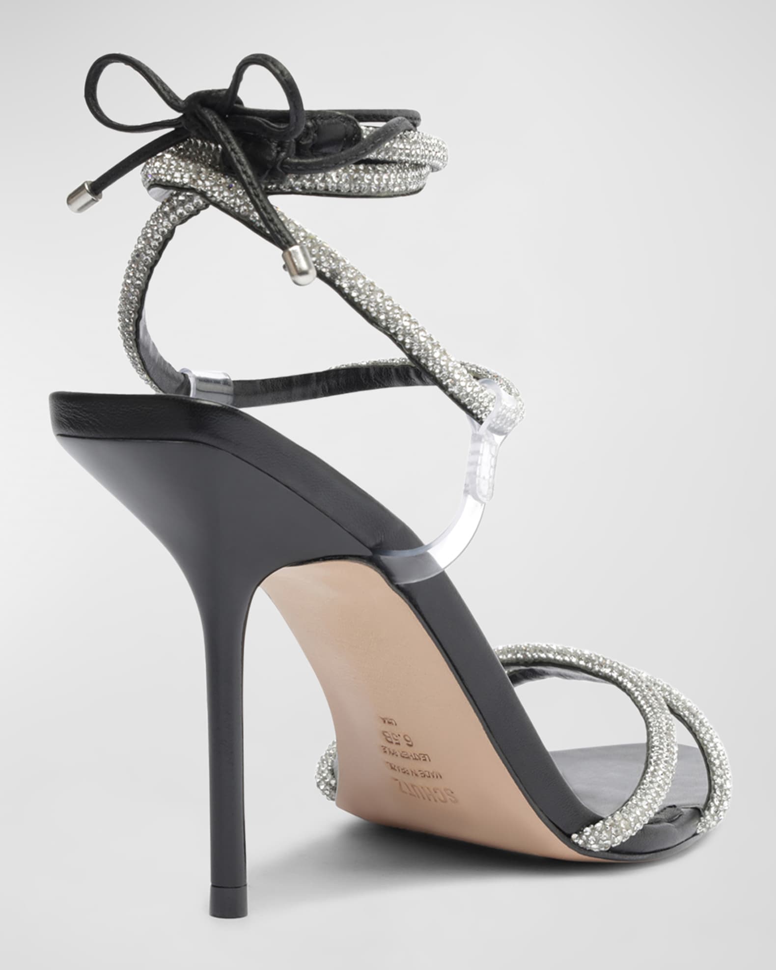 Schutz Gio Crystal-Embellished Ankle-Tie Sandals | Neiman Marcus