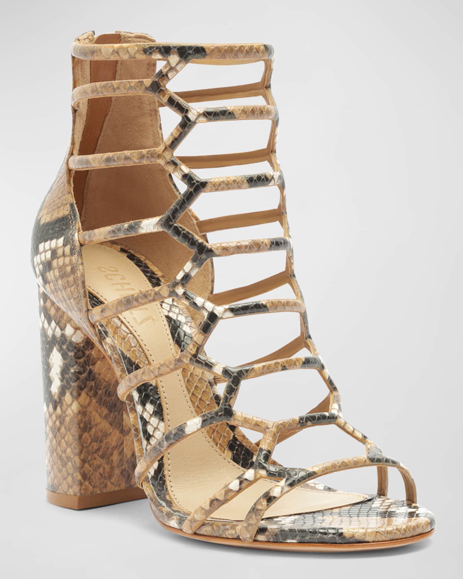Schutz Julianna Caged Block-Heel Sandals | Neiman Marcus