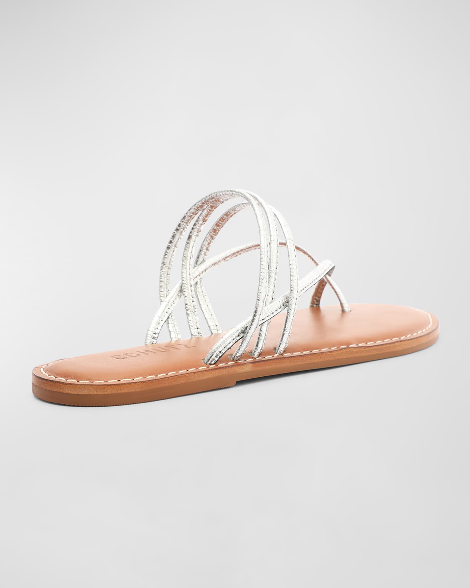 Schutz Mirielle Metallic Slide Sandals | Neiman Marcus