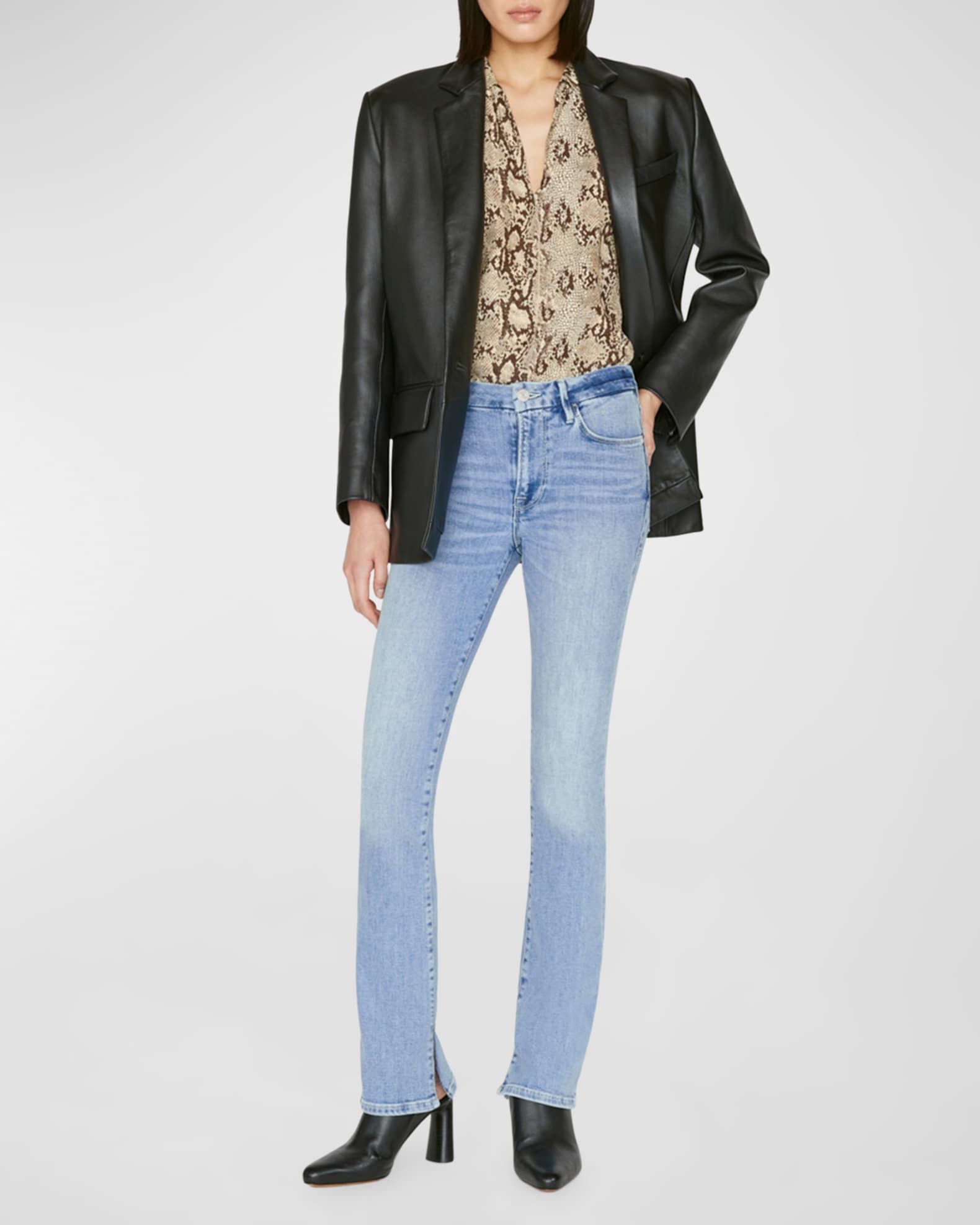 FRAME Le Mini Boot Split-Hem Jeans | Neiman Marcus