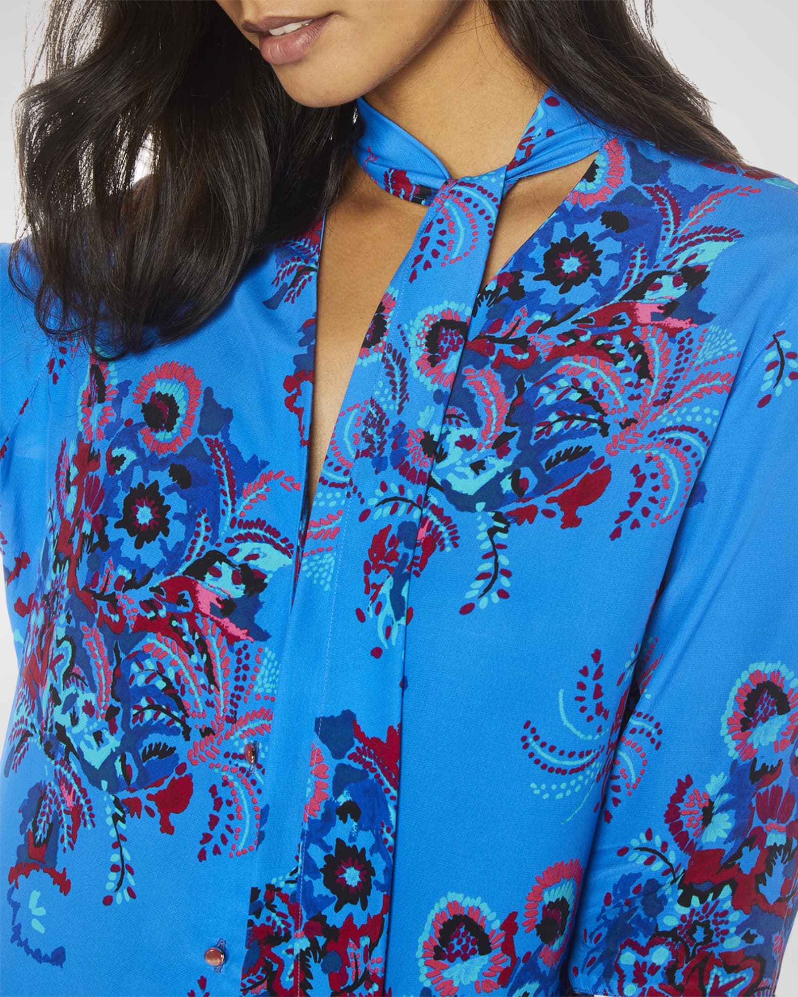 Robert Graham Brenna Floral-Print Button-Down Dress | Neiman Marcus