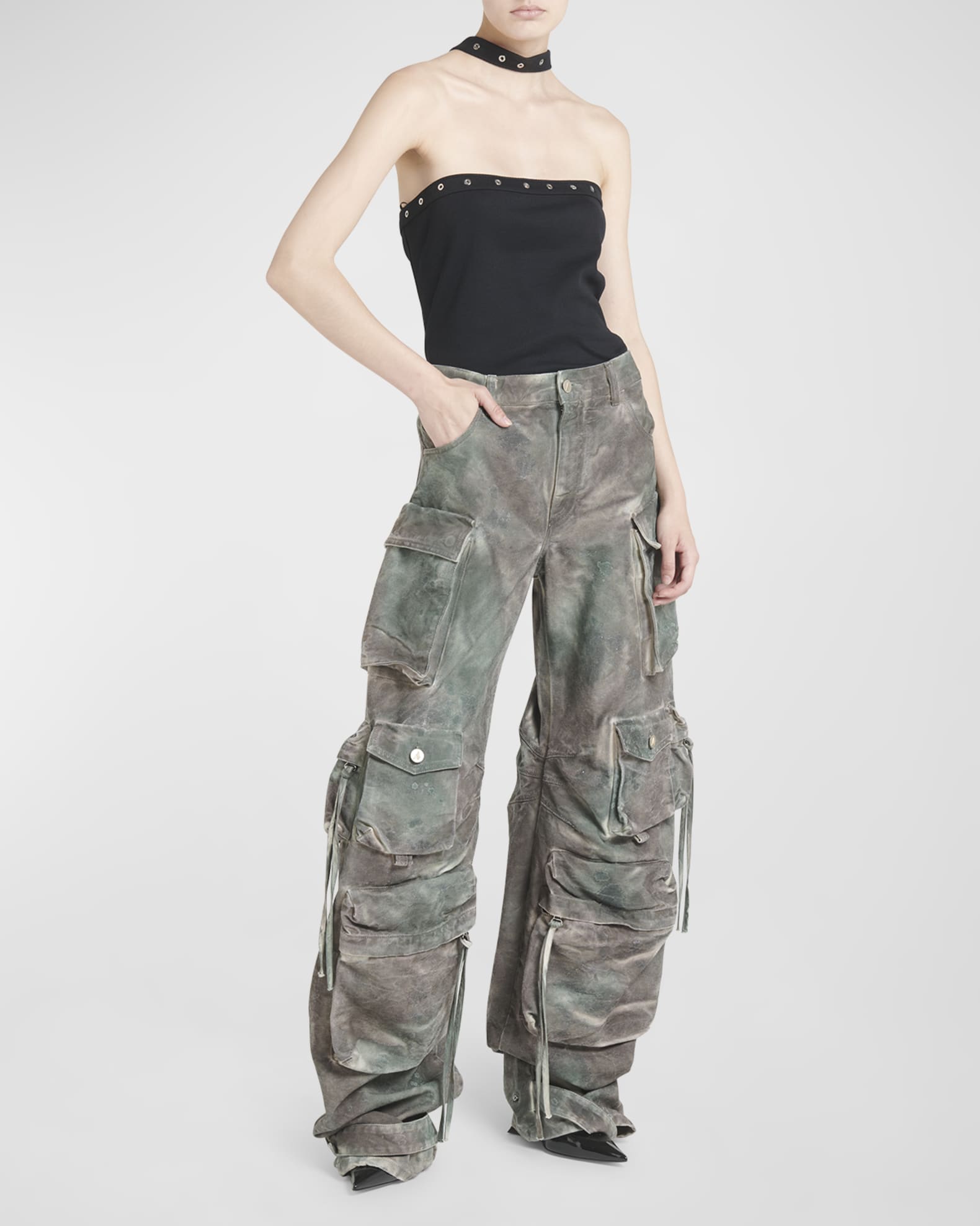 The Attico Fern Tie-Dye Long Cargo Pants | Neiman Marcus