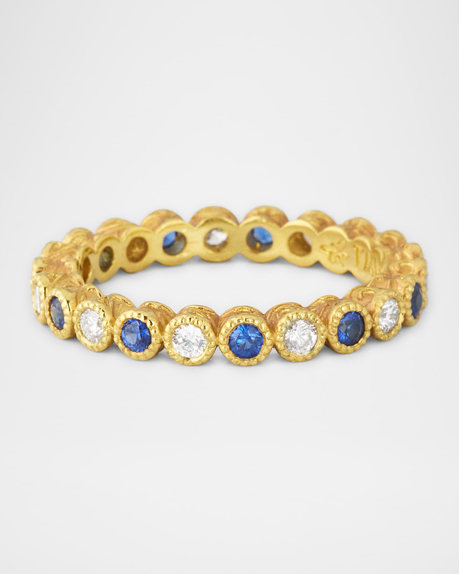 Tanya Farah 18K Yellow Gold Diamond and Blue Sapphire Stack Ring, Size ...