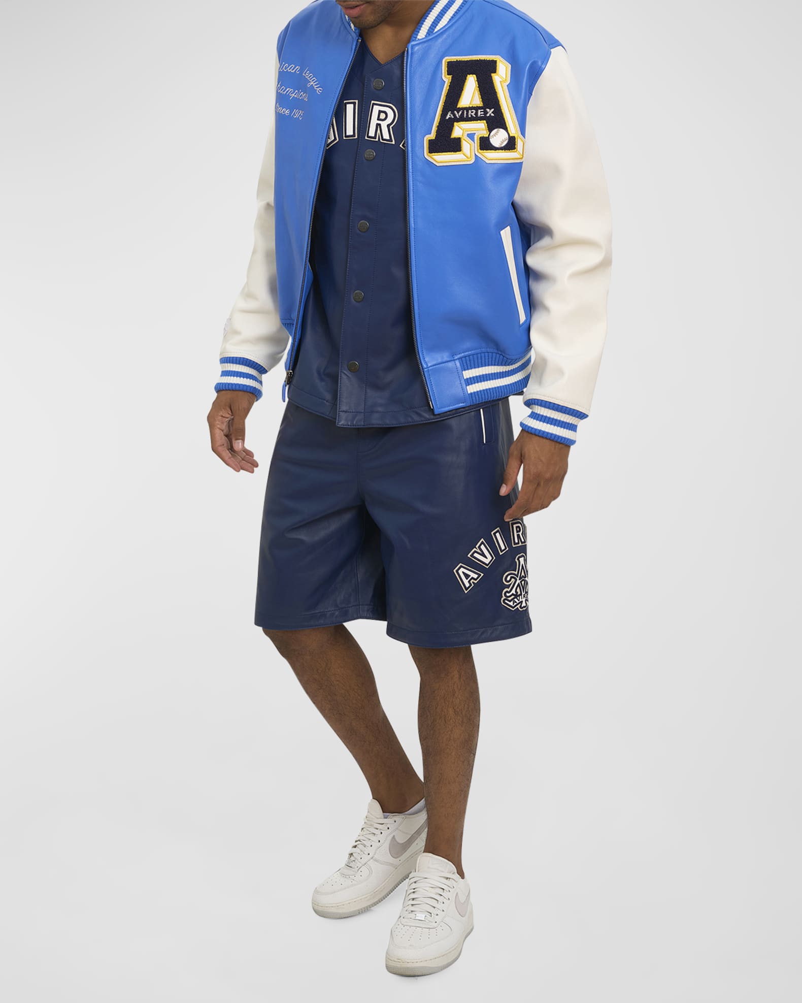 AVIREX Men's Bicolor Leather Varsity Jacket | Neiman Marcus