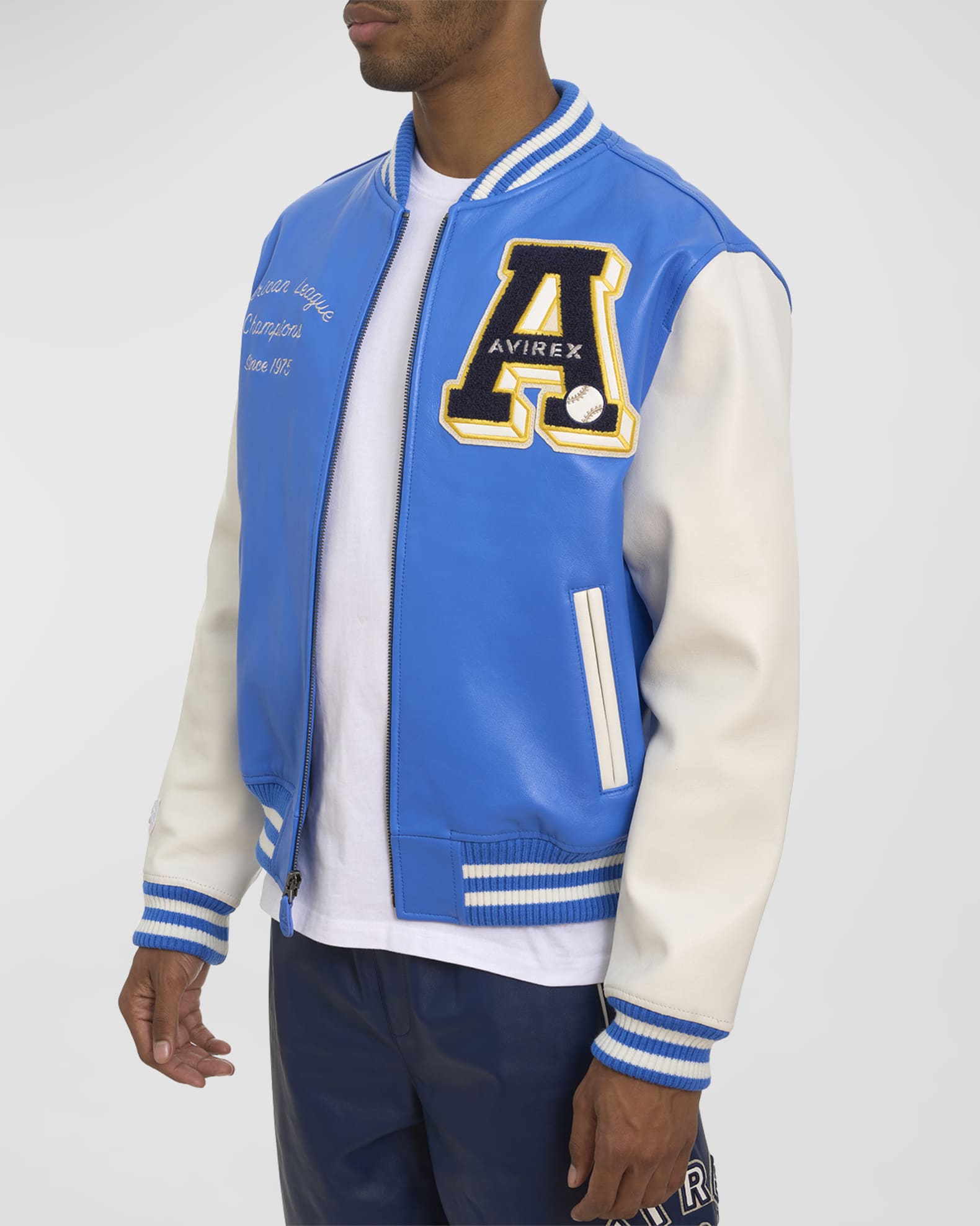 AVIREX Men's Bicolor Leather Varsity Jacket | Neiman Marcus