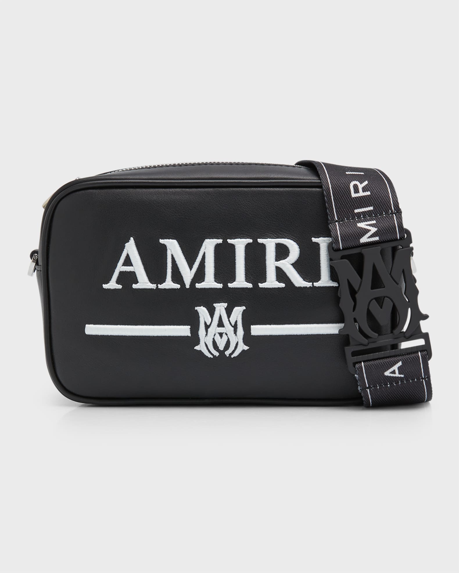 Amiri Men's Embroidered Logo Leather Crossbody Bag | Neiman Marcus