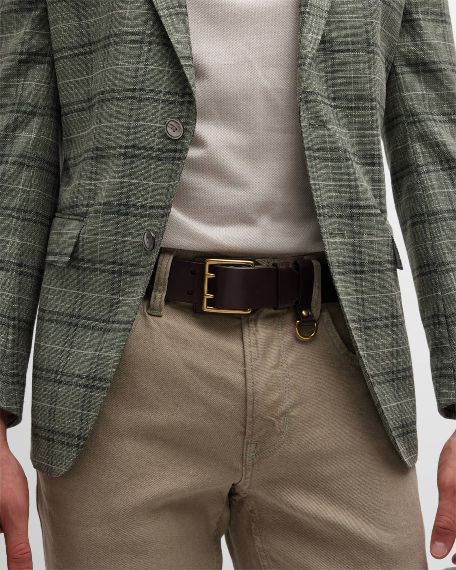 Ralph Lauren Purple Label Men's Double Prong Buckle Leather Belt ...