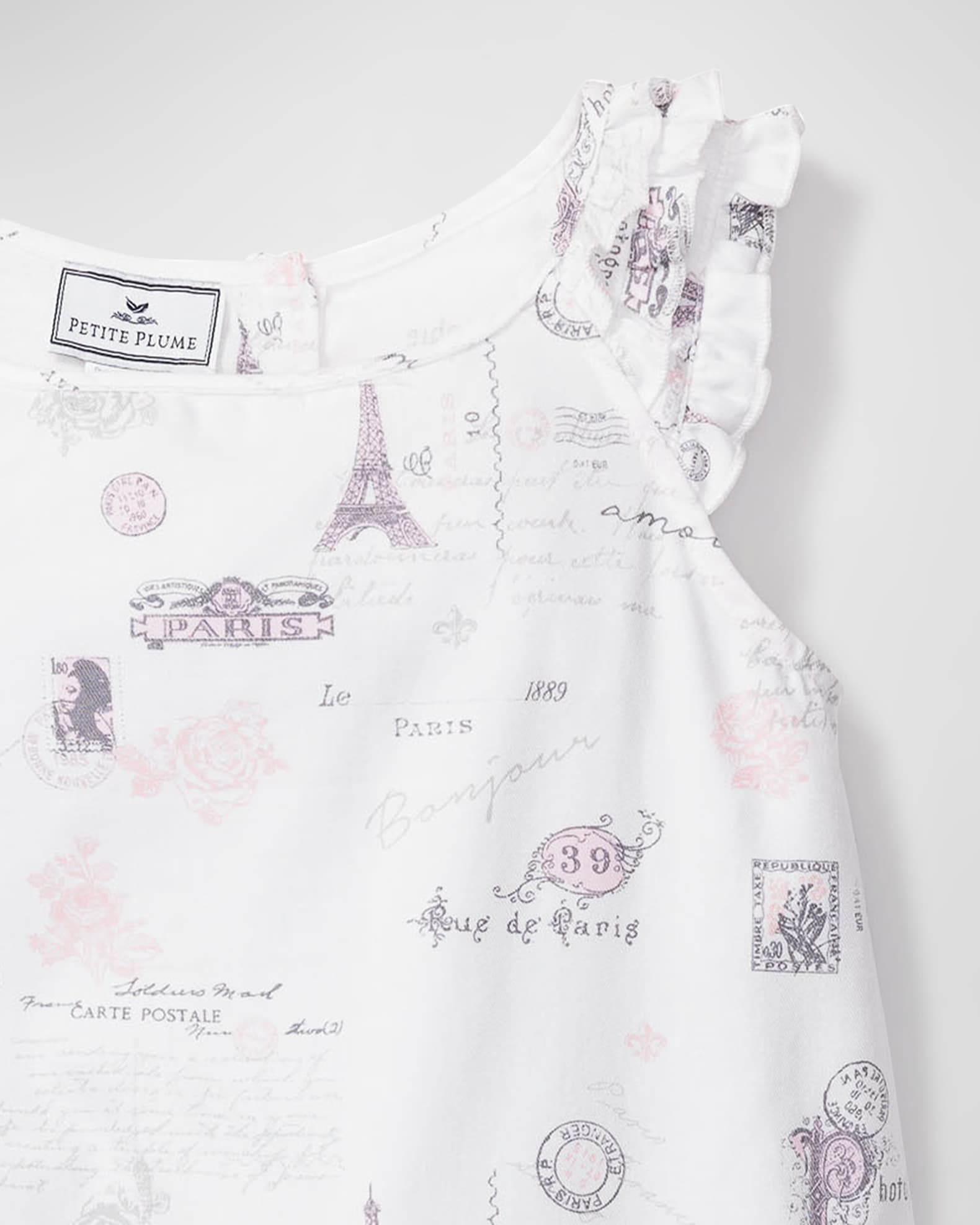 Petite Plume Girl's Amelie Paris Musings-Print Nightgown, Size 2-12 | Neiman Marcus