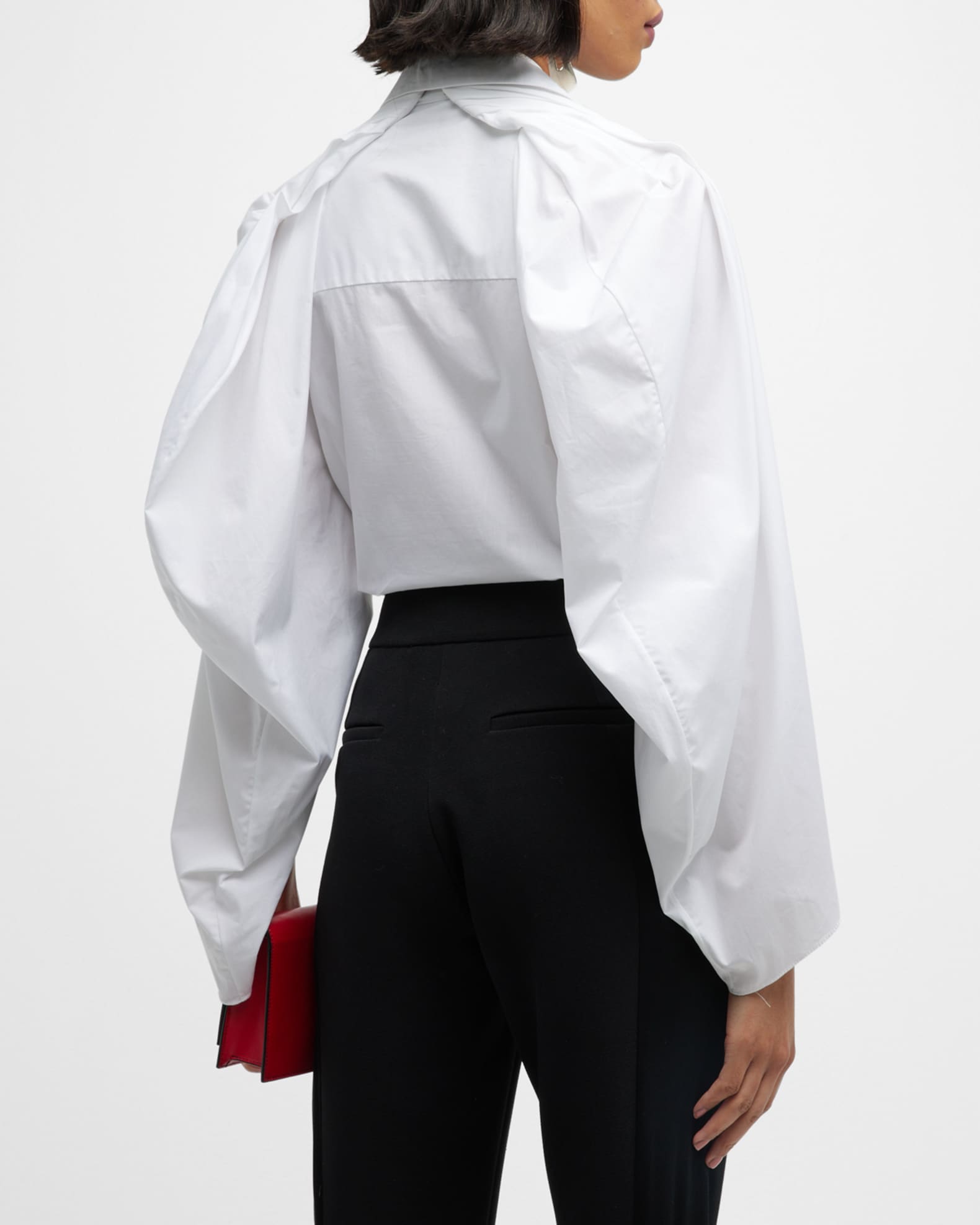 Hellessy Beata Pleated Cape-Sleeve Collared Shirt | Neiman Marcus