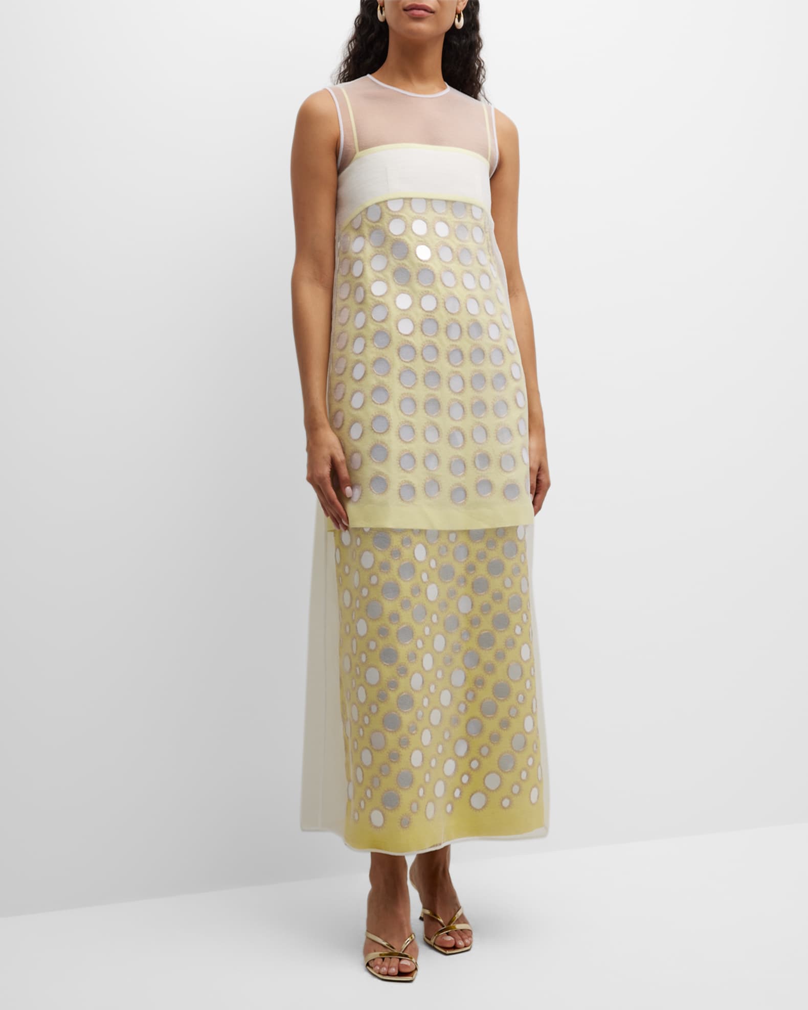 Tory Burch Sleeveless Mirror-Embellished Maxi Dress | Neiman Marcus