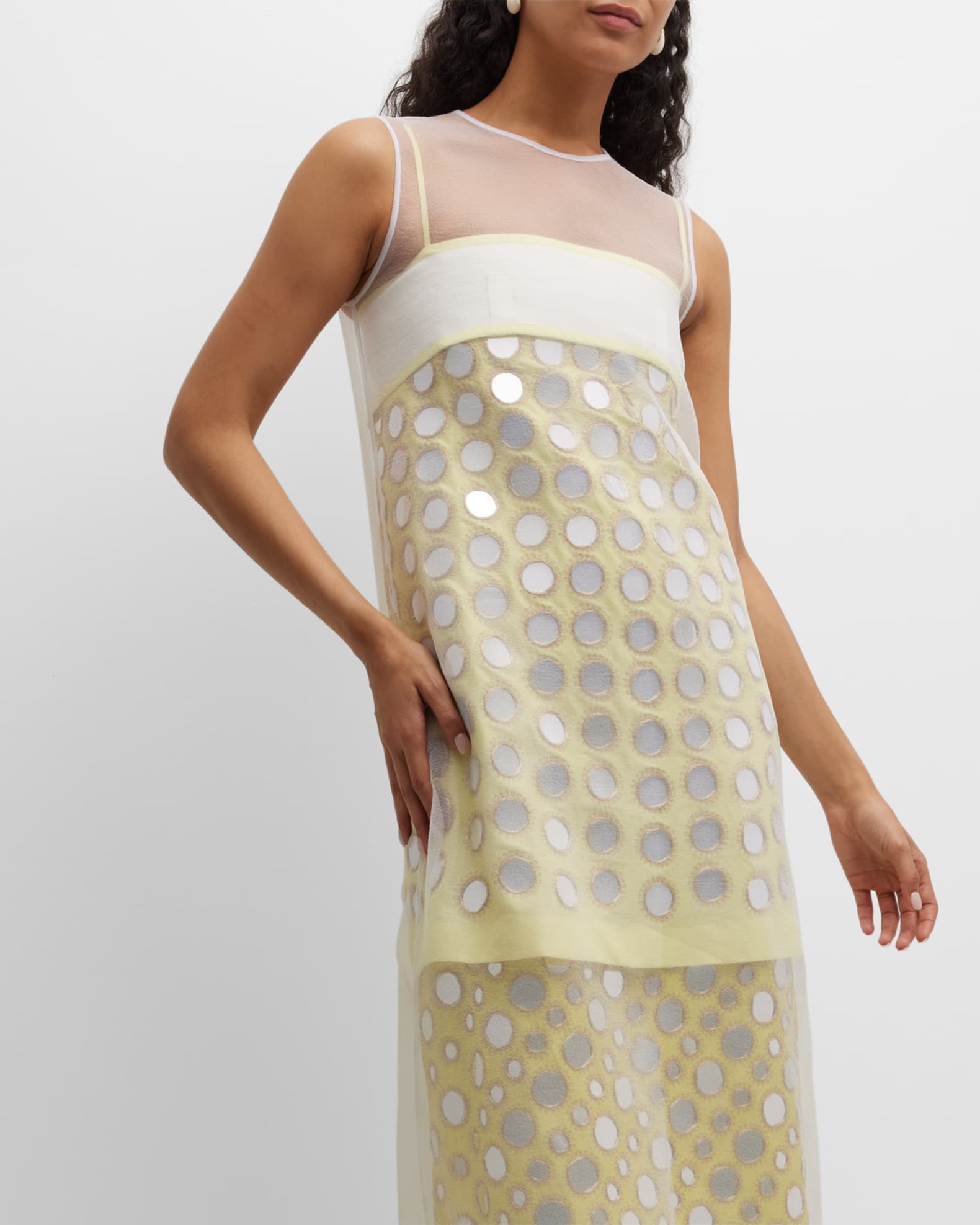 Tory Burch Sleeveless Mirror-Embellished Maxi Dress | Neiman Marcus