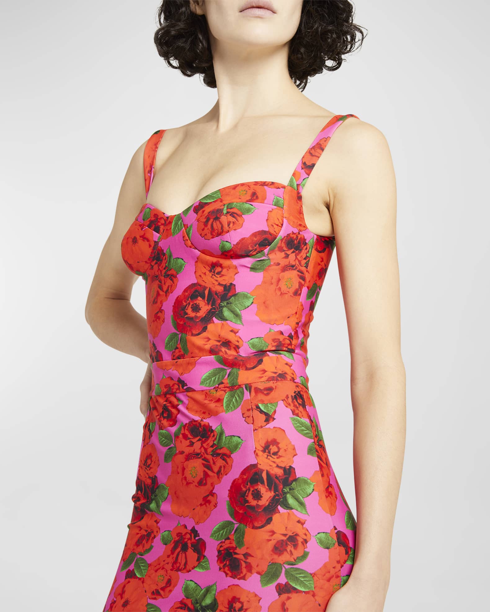 The New Arrivals by Ilkyaz Ozel Monqiue Rose Print Bodycon Midi Dress ...